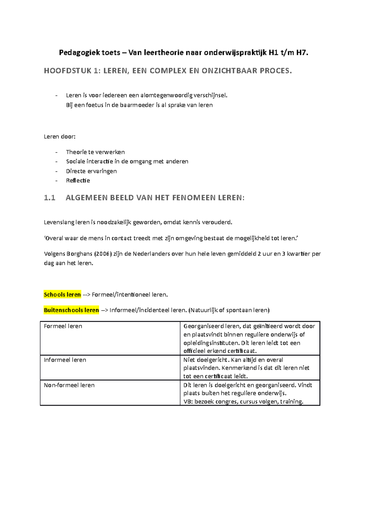 Samenvatting pedagogiek - Pedagogiek toets – Van leertheorie naar ...