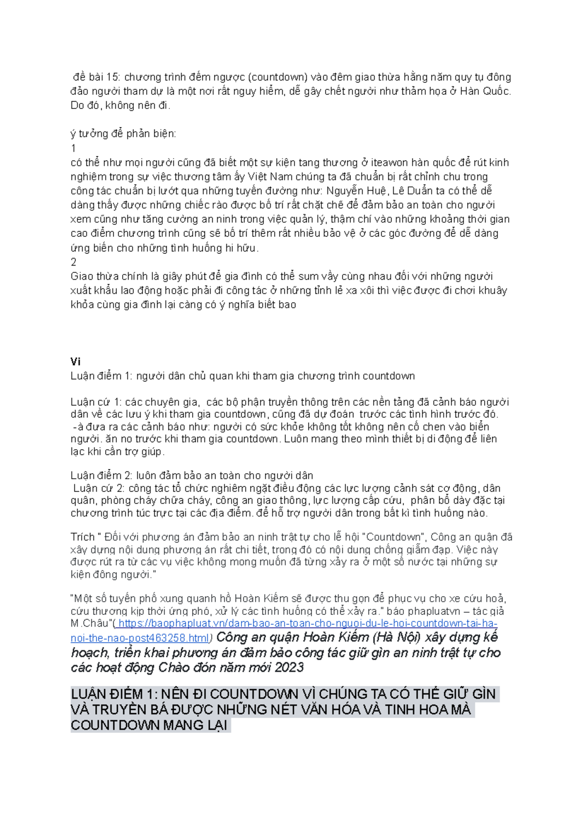 đề bài 15 chương trình đếm ngược (countdown) vào đêm giao thừa hằng năm ...