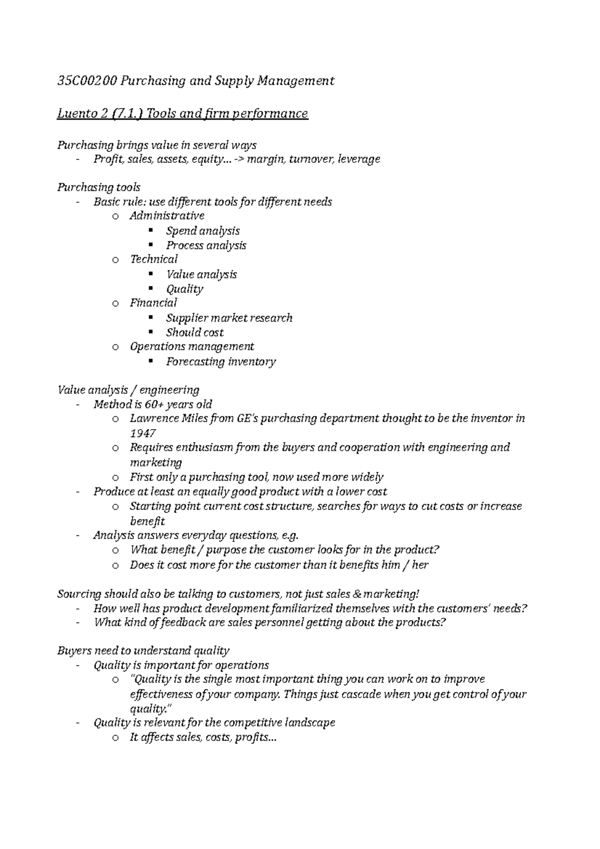 Purchasing & Supply notes - 35C00200 Purchasing and Supply Management ...