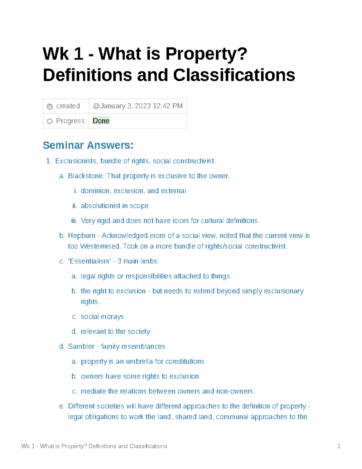 Wk 1 - What is Property Definitions and Classifications - Wk 1 - What ...