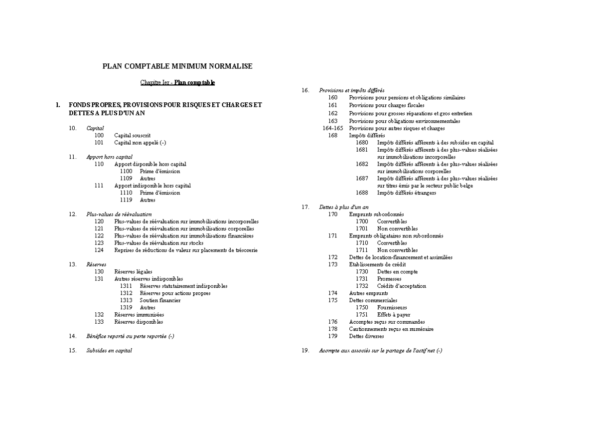 Plan Comptable Minimum Normalisé - Provisions et impôts différés 160 ...