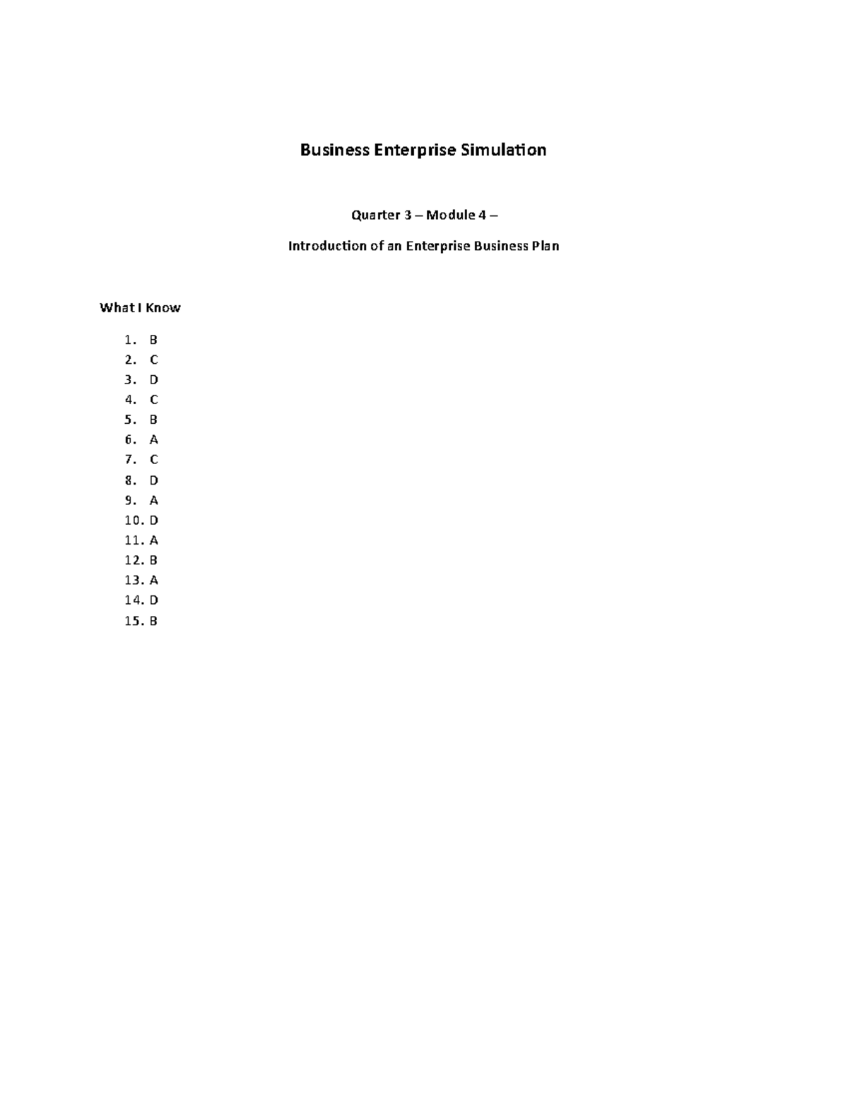Business Enterprise Simulation - Business Enterprise Simulation Quarter ...