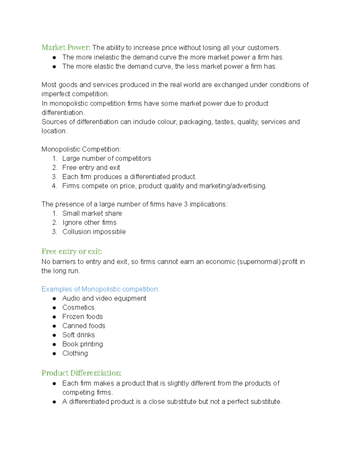 EC4004 - Market Power: The ability to increase price without losing all ...