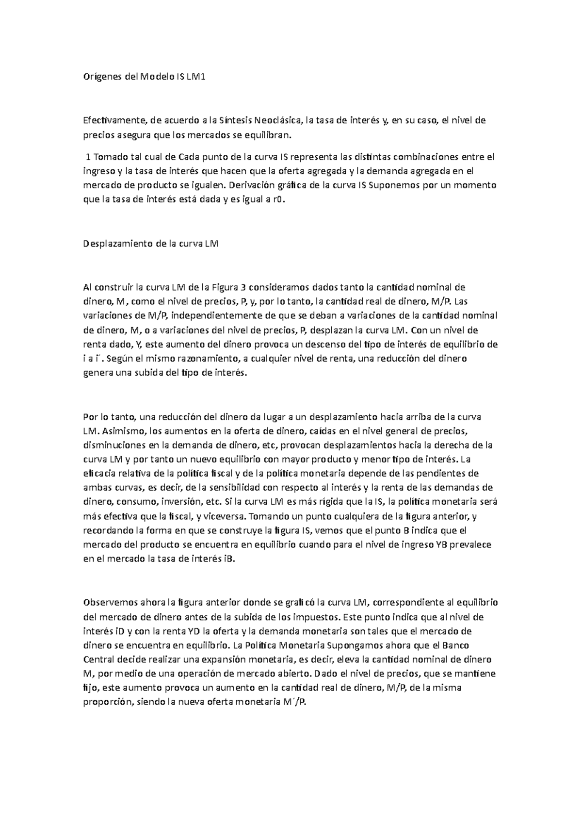 Orígenes del Modelo IS LM1 - Orígenes del Modelo IS LM Efectivamente ...