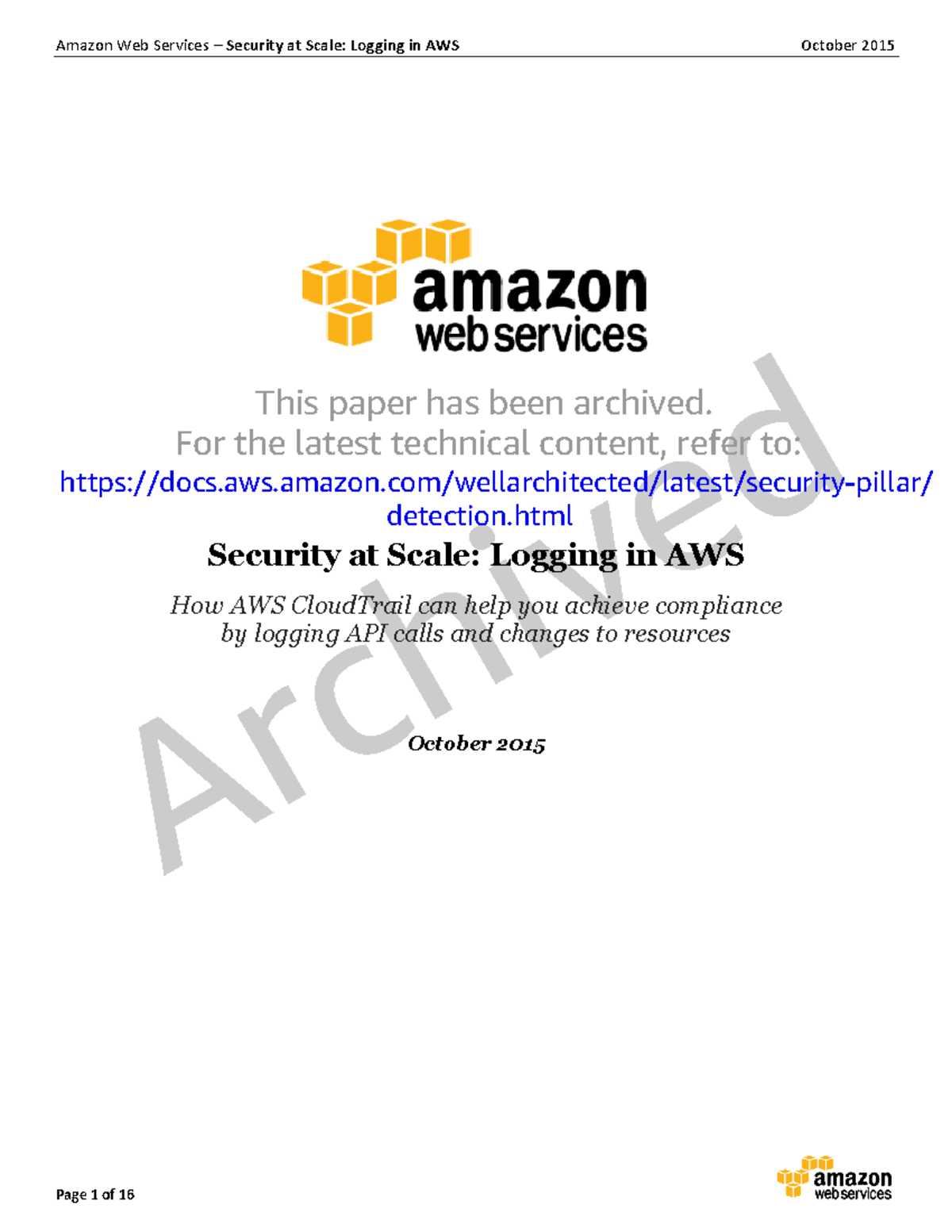 Aws Security At Scale Logging In Aws Whitepaper Archived Security At Scale Logging In Aws How