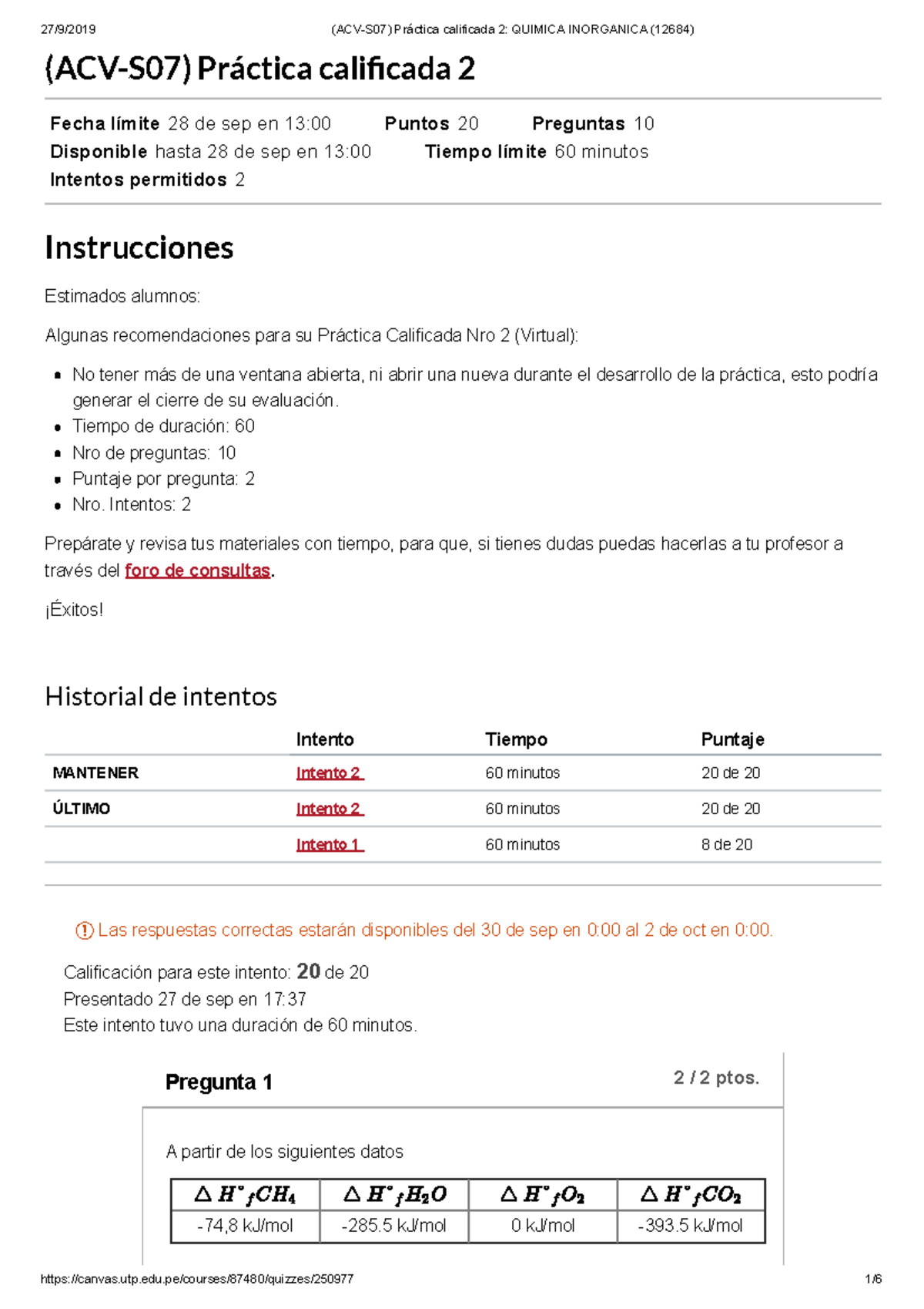 (ACV-S07) Práctica calificada 2 Quimica Inorganica (12684) - (ACV-S07) Práctica caliØcada 2 ...