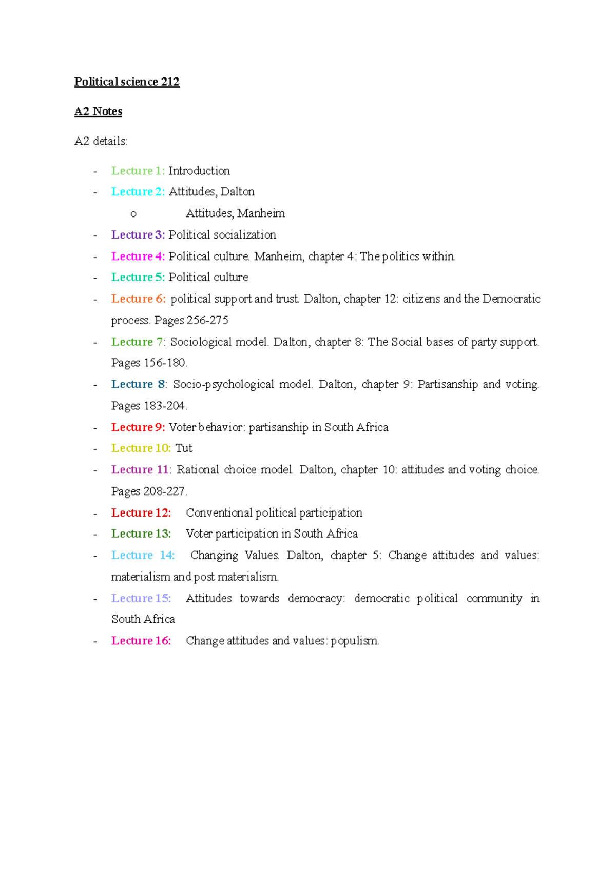 Pol Sci 212 A2 notes - Political science 212 A2 Notes A2 details ...