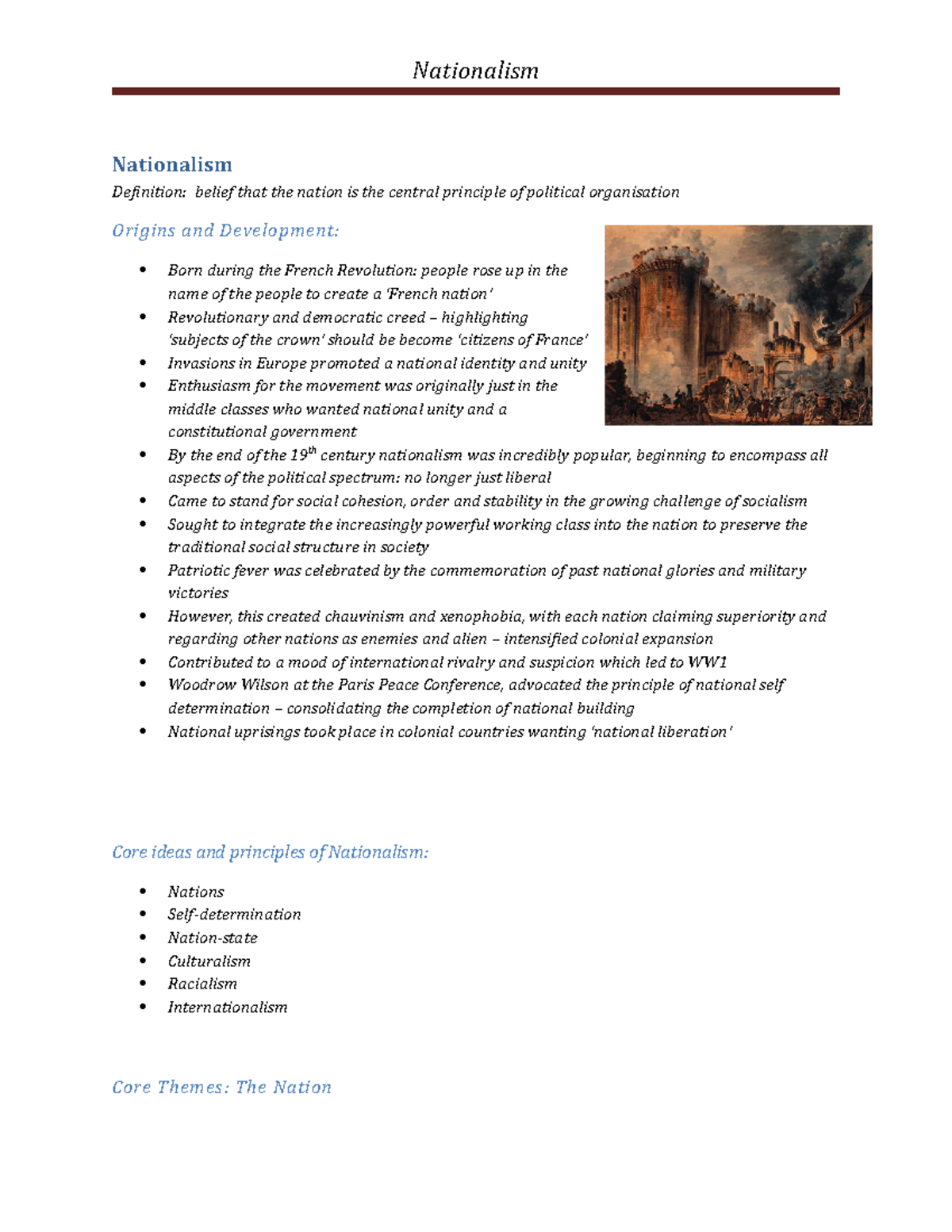Nationalism Notes - Nationalism Definition: belief that the nation is ...
