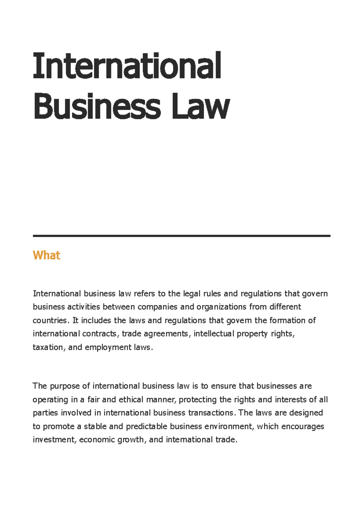 International Business Law - International Business Law What ...