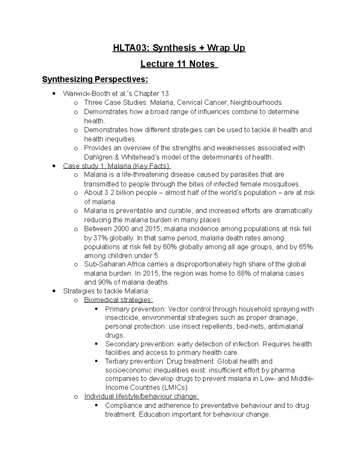 HLTA03 Lecture 11 Notes - HLTA03: Synthesis + Wrap Up Lecture 11 Notes ...