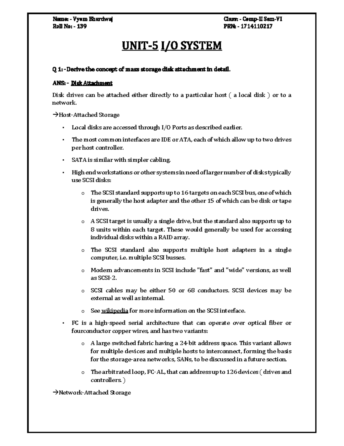 Os-unit 5-I-O system - Derive the concept of mass storage disk ...