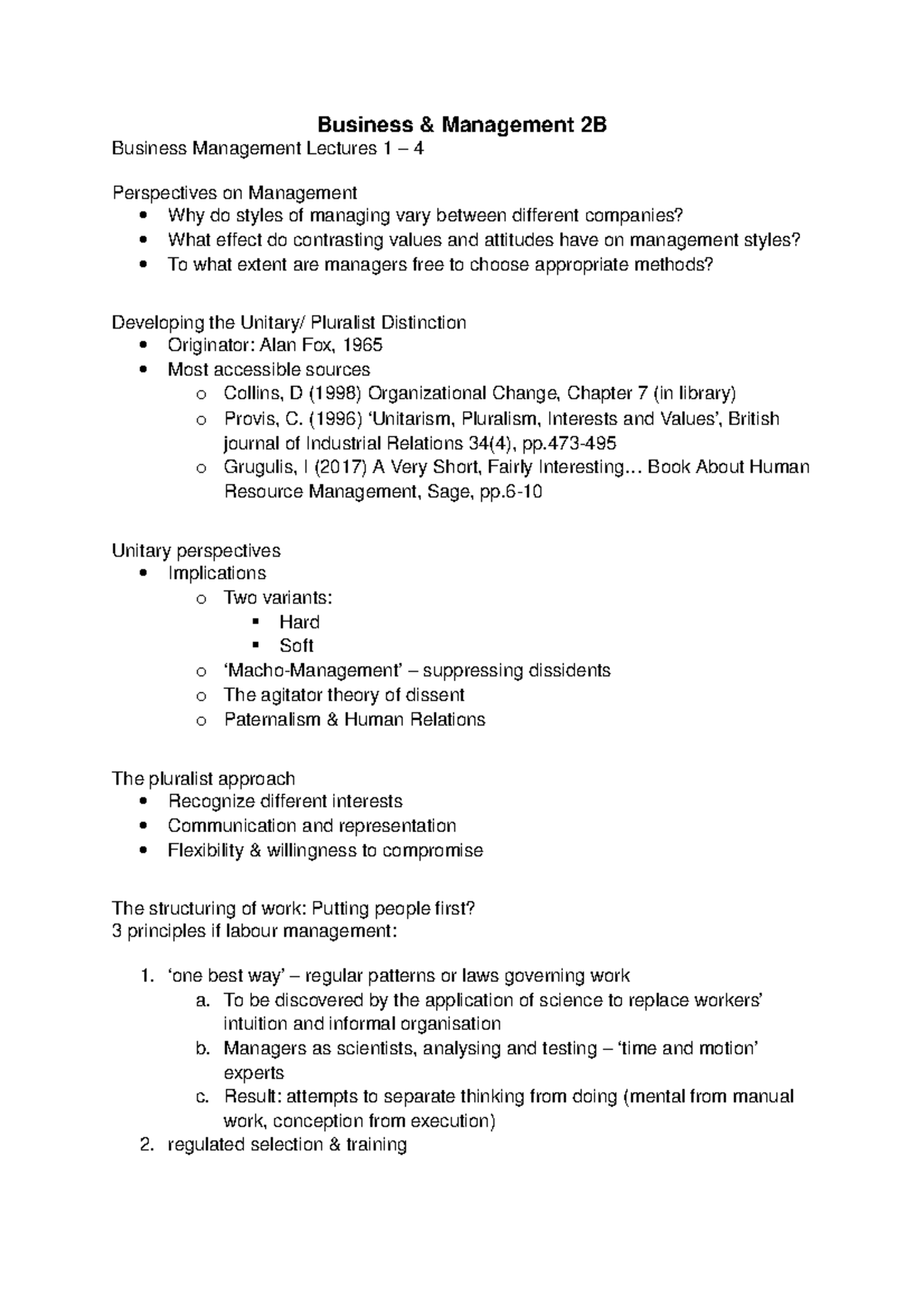 Business 2B - Lecture notes Semester 2B Lectures - Business ...