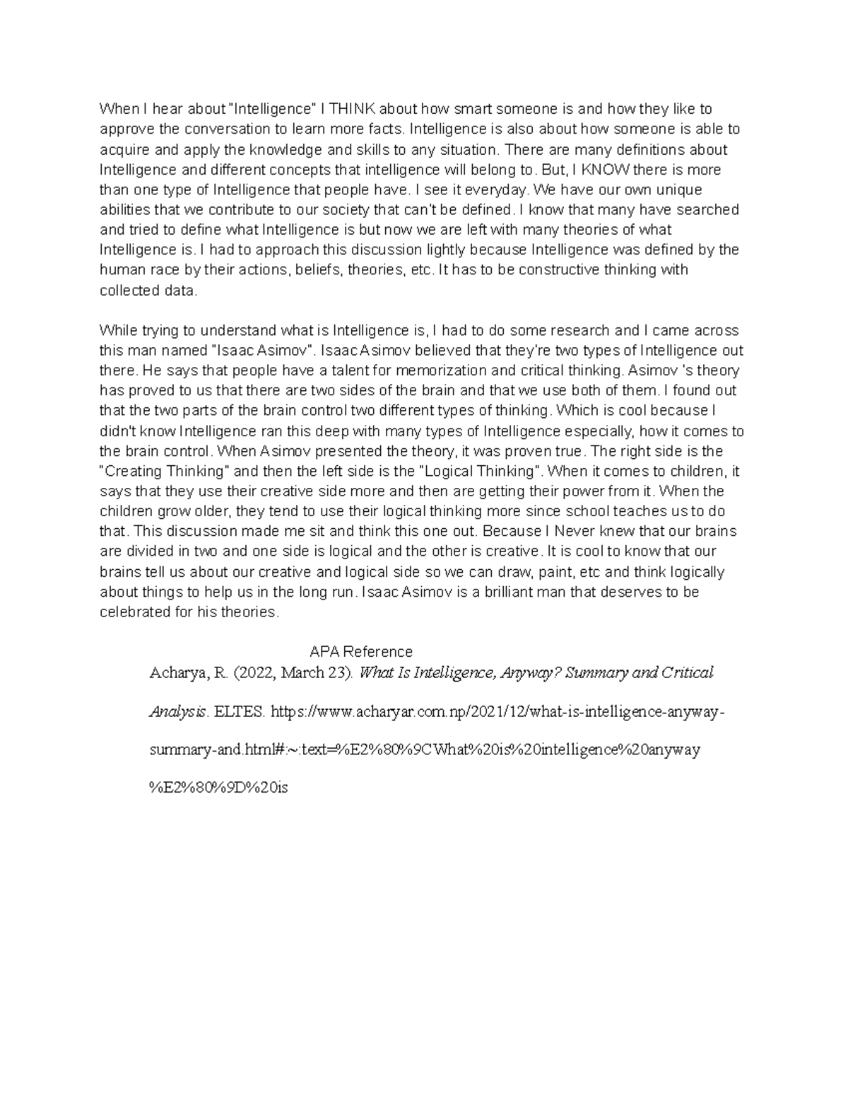 Chapter 9 10 Discussion Intelligence When I Hear About Intelligence