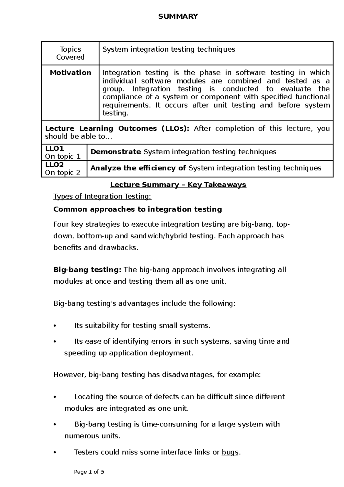 N21 - System integration testing techniques - Topics Covered System ...