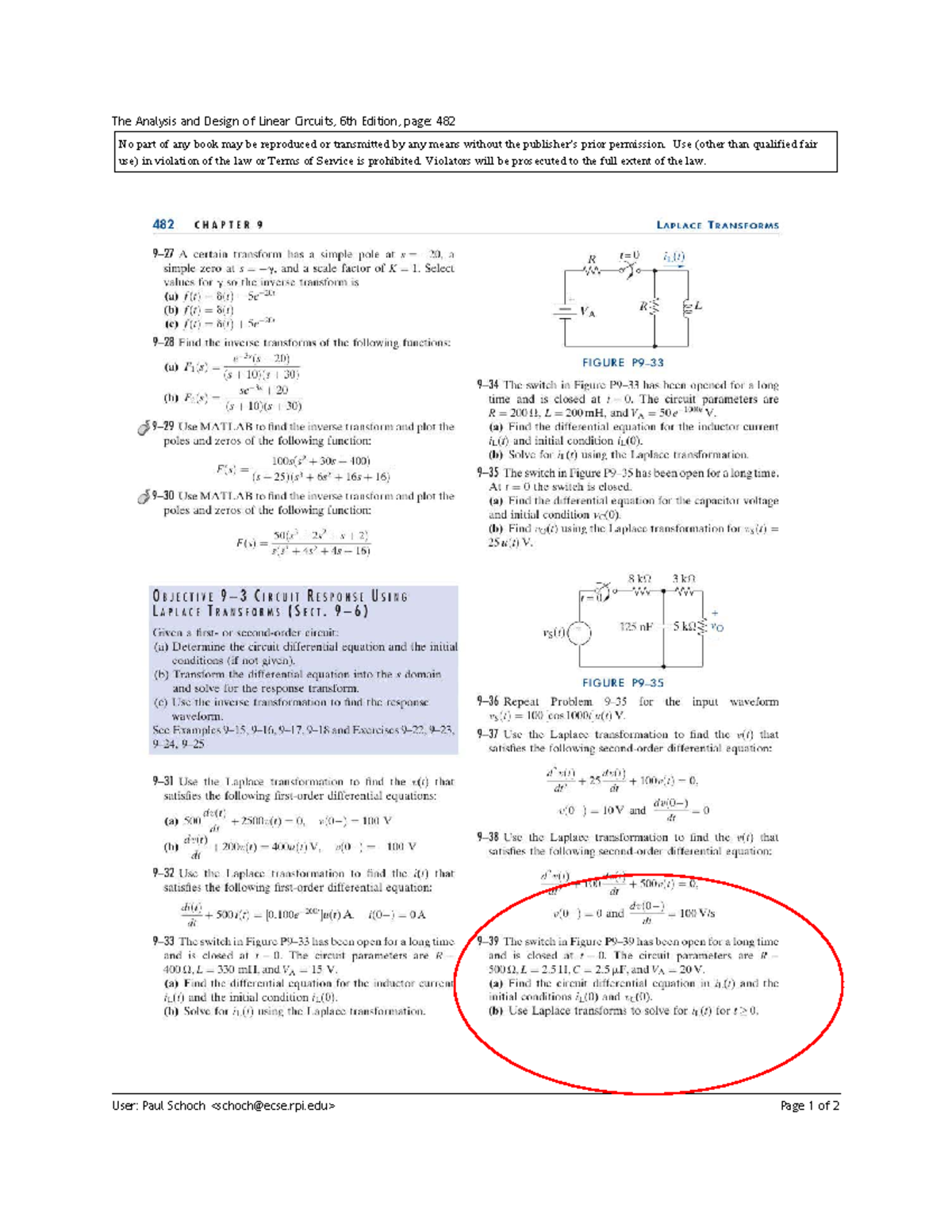 HW8 soln - homework - The Analysis and Design of Linear Circuits, 6th Edition, page: 482 No part ...