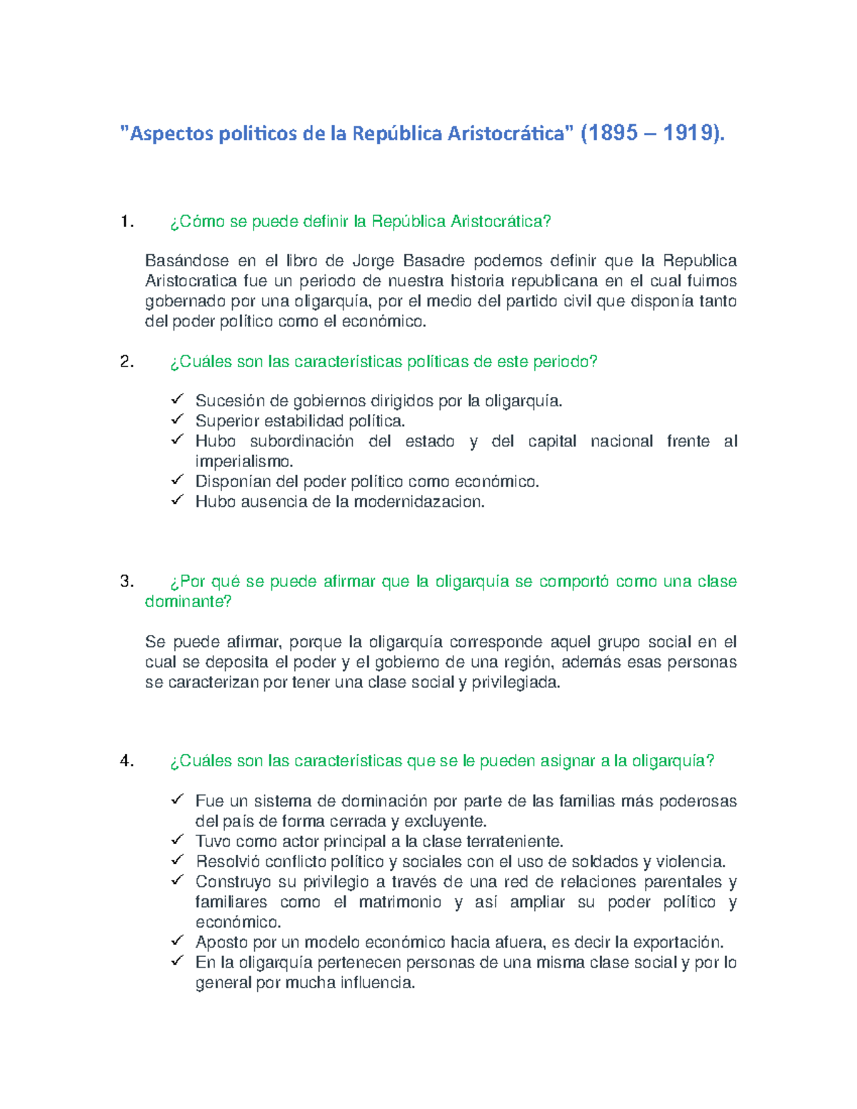 Aspectos politicos de la República Aristocrática - "Aspectos politicos ...
