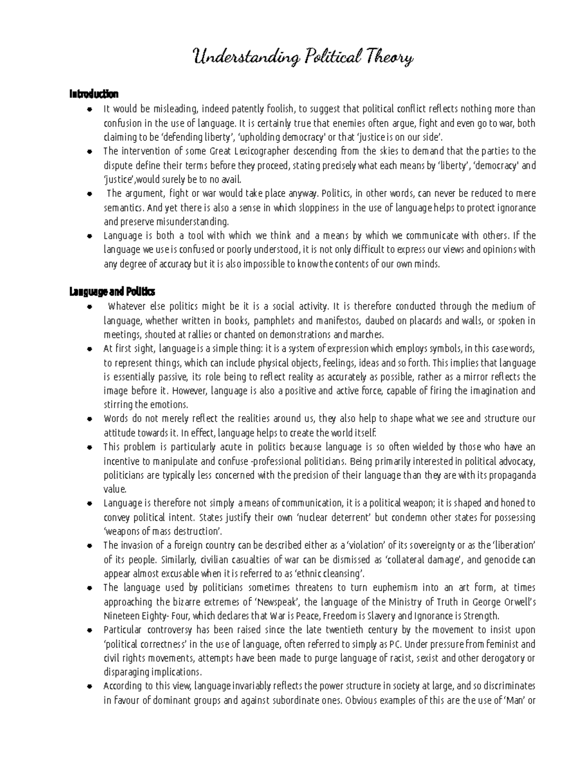 Understanding Political Theory - Understanding Political They ...