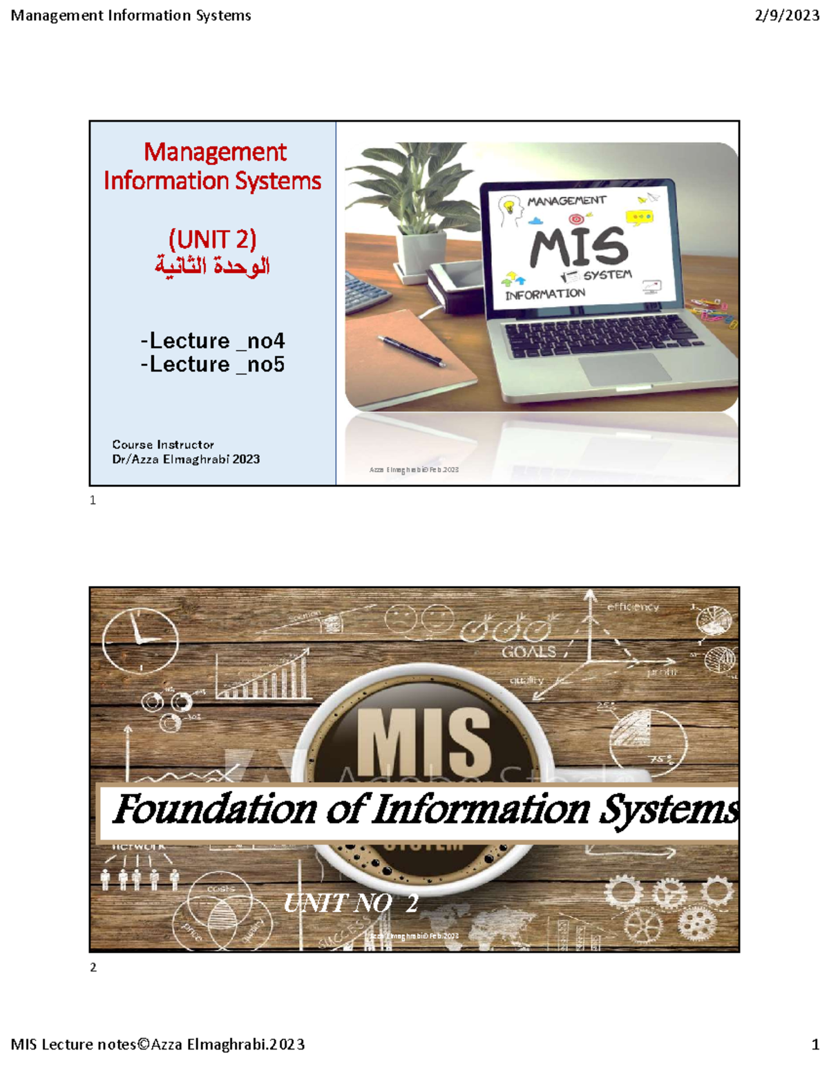 الوحدة الثانية - Know - Management Information Systems (UNIT 2) الوحدة الثانية -Lecture _no ...