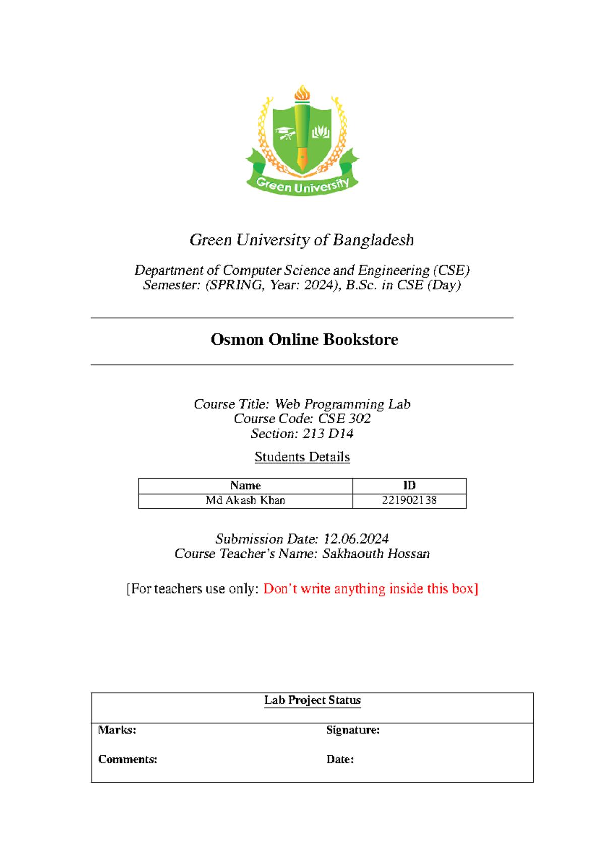 Online Bookstore website with admin dashboard project report - Green ...