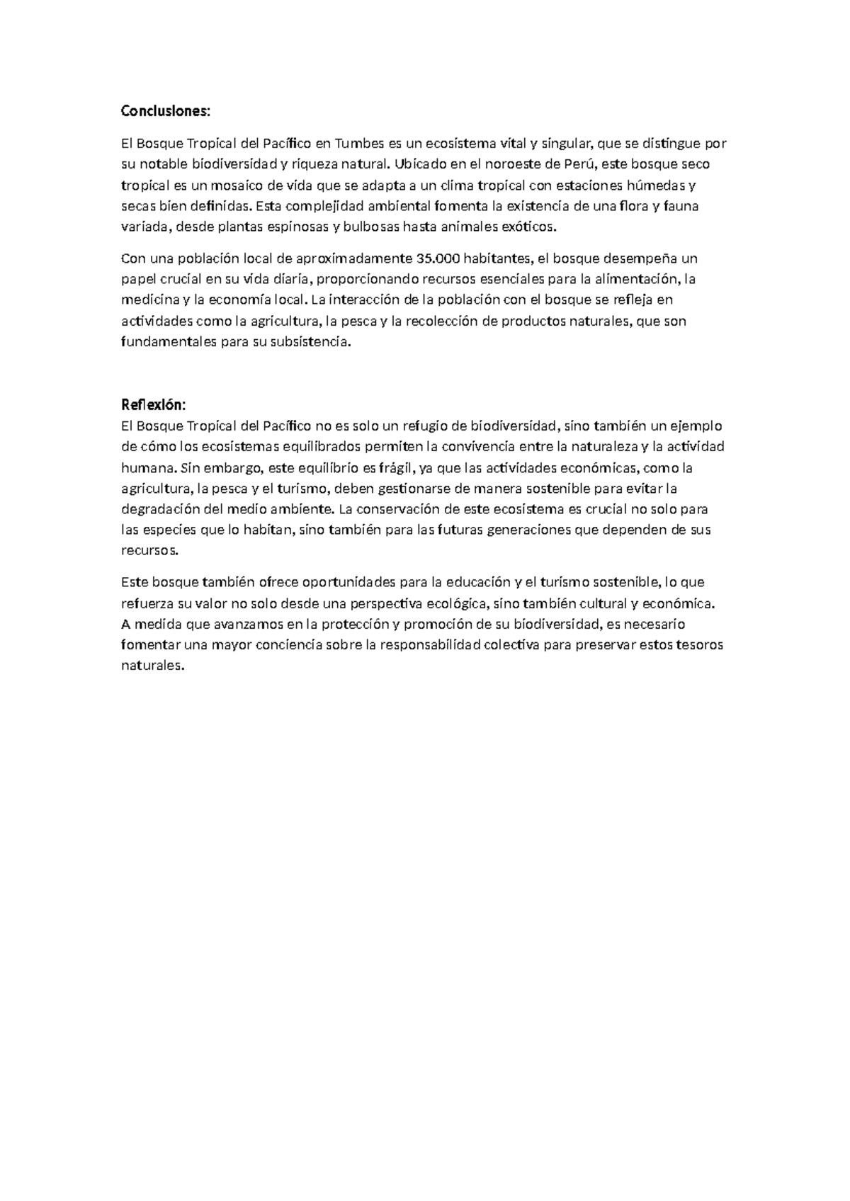 Conclusiones - ewfwefwef - Conclusiones: El Bosque Tropical del ...