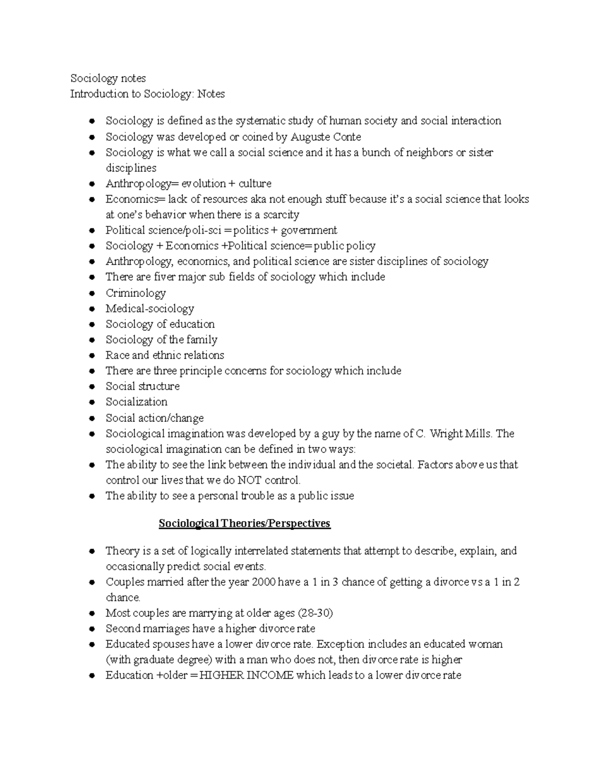 Sociology notes 2023 first half semester - Sociology notes Introduction ...