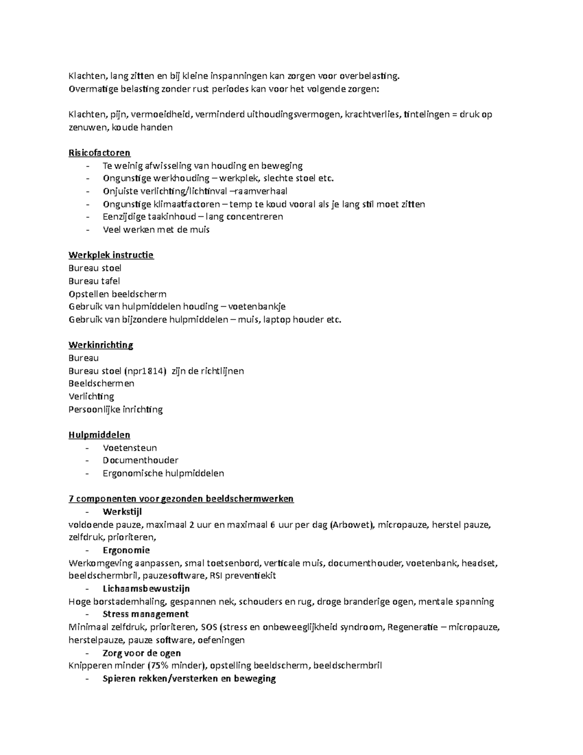 Arbeidsomstandigheden (ARBO) - Klachten, lang zitten en bij kleine ...