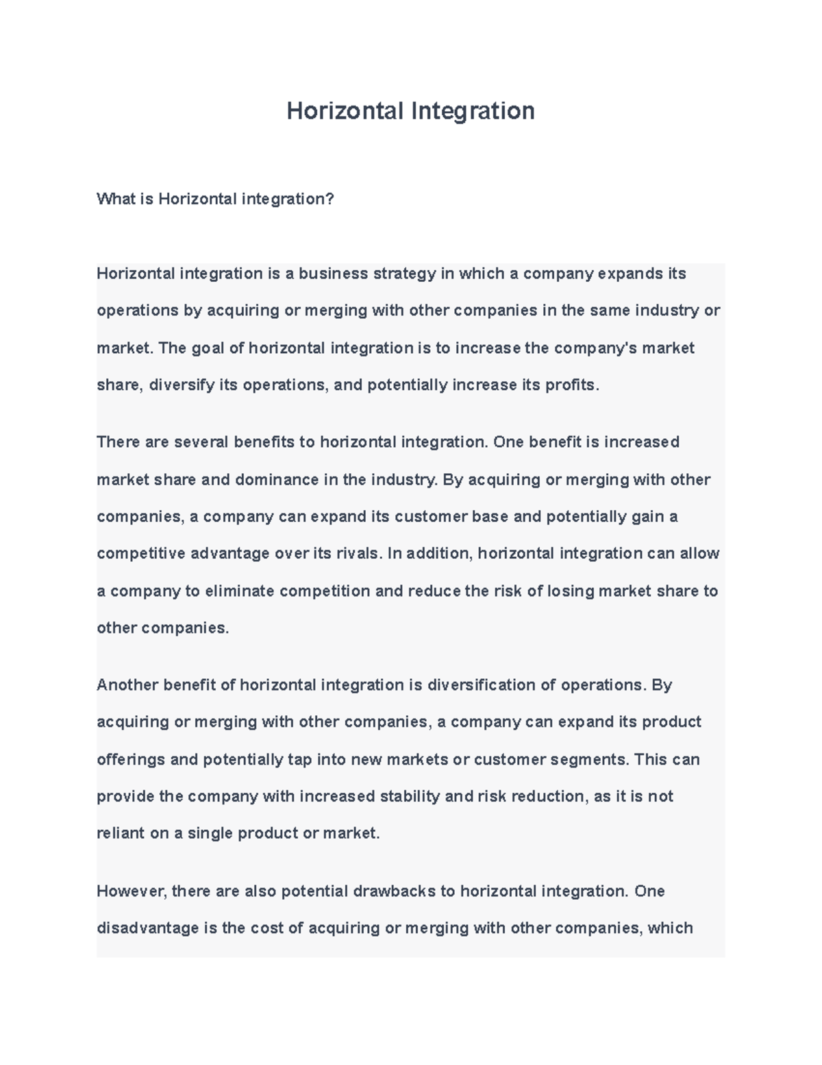 Chapter 13 part 5 - Horizontal Integration What is Horizontal ...