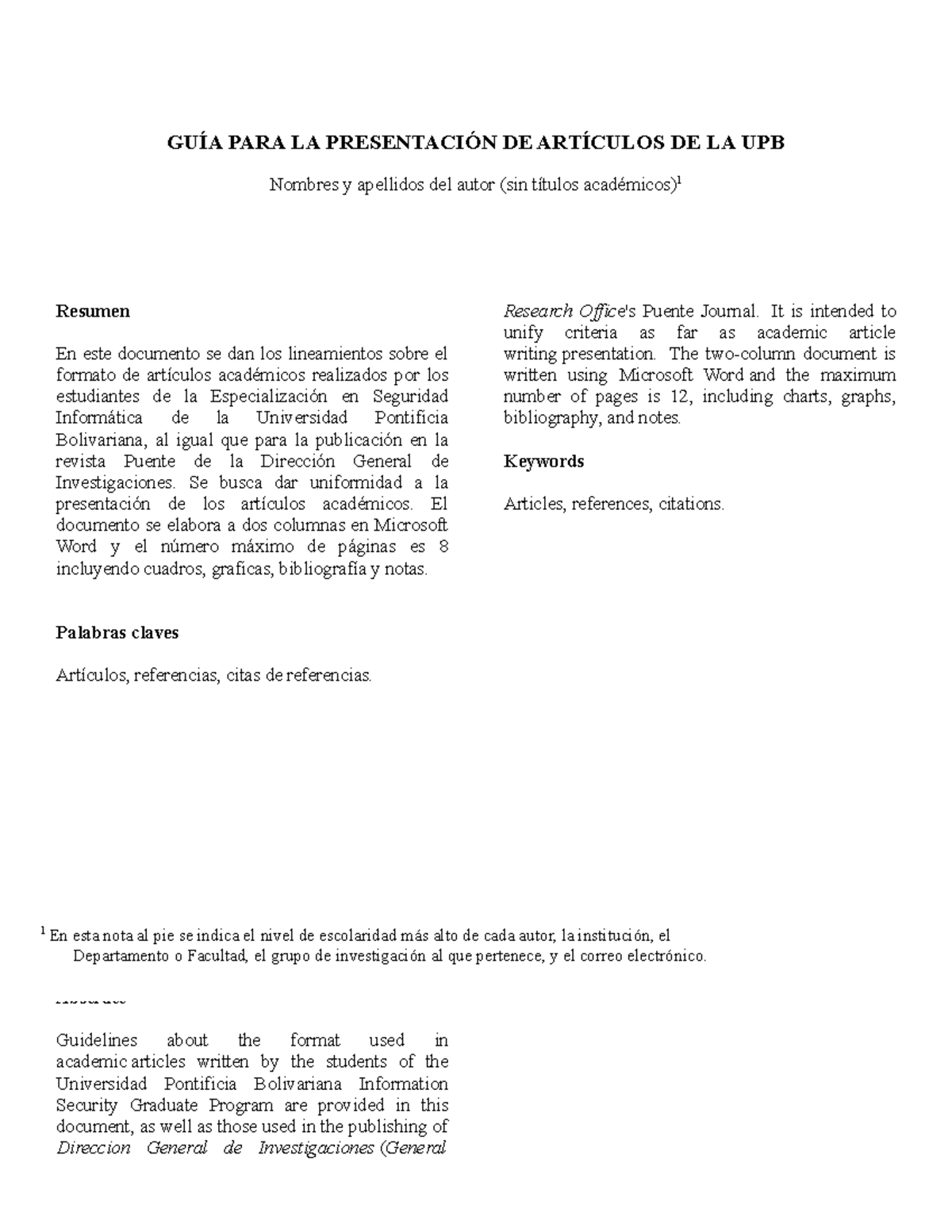 UPB-Guía Presentación Artículos - GUÍA PARA LA PRESENTACIÓN DE ...