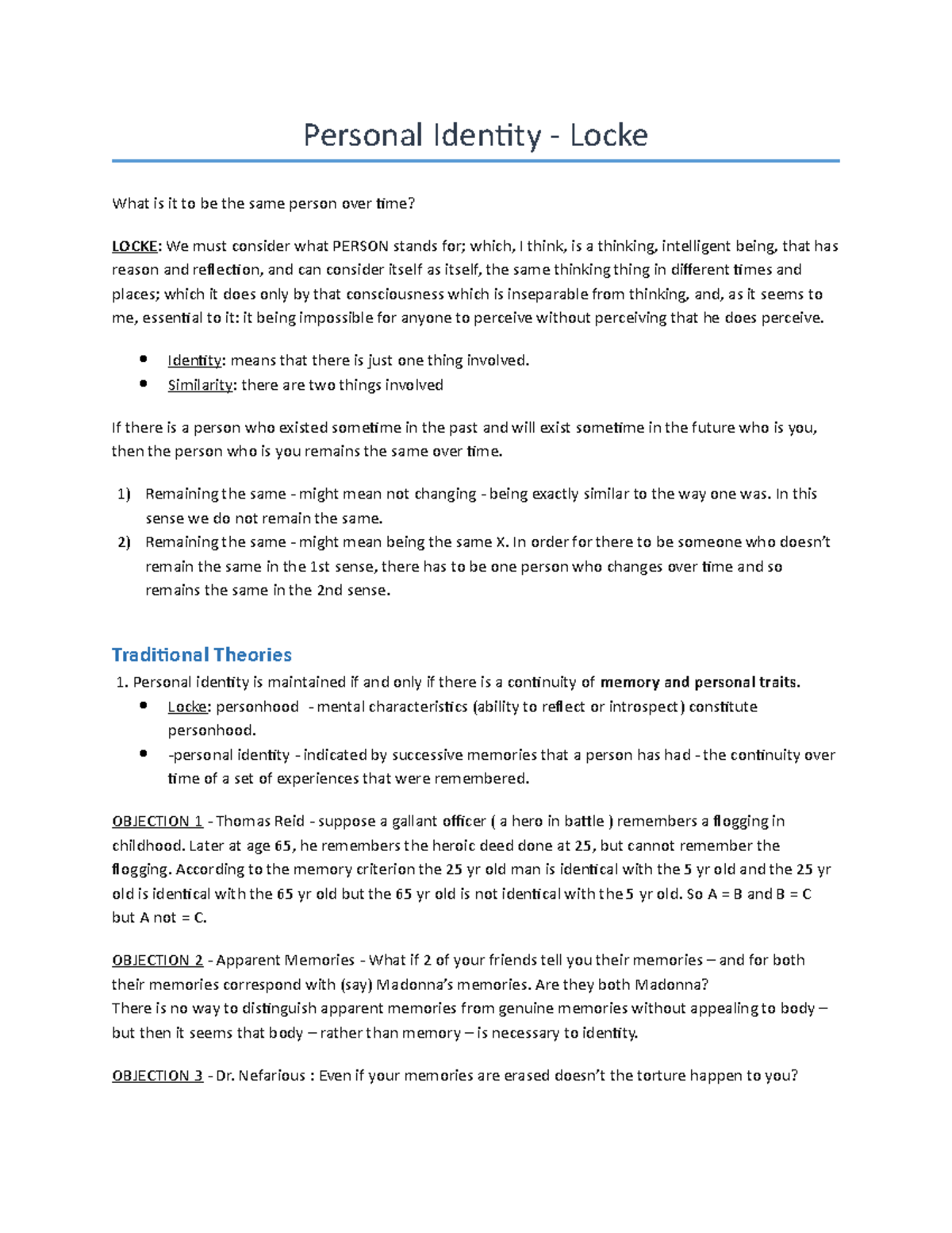 Personal Identity Locke - Personal Identity - Locke What is it to be ...