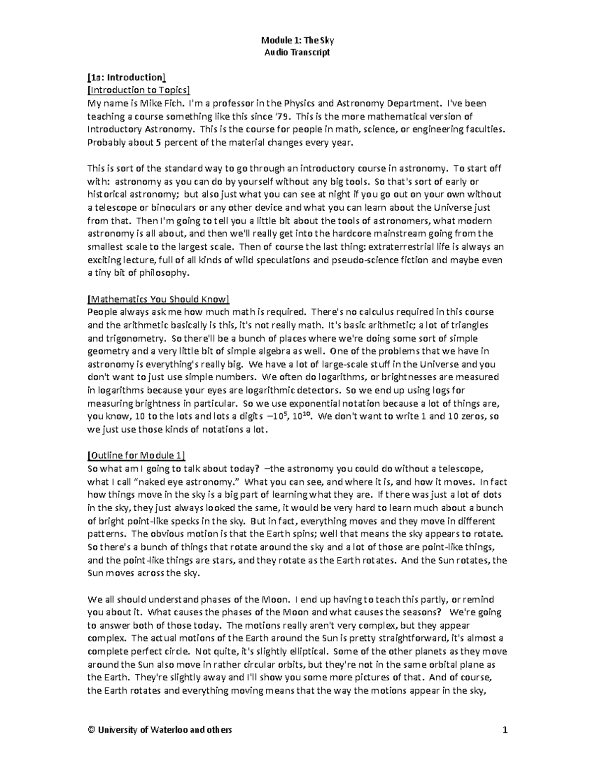 SCI 238 Module 01 transcript - Audio Transcript [ 1a: Introduction ] [Introduction to Topics ...