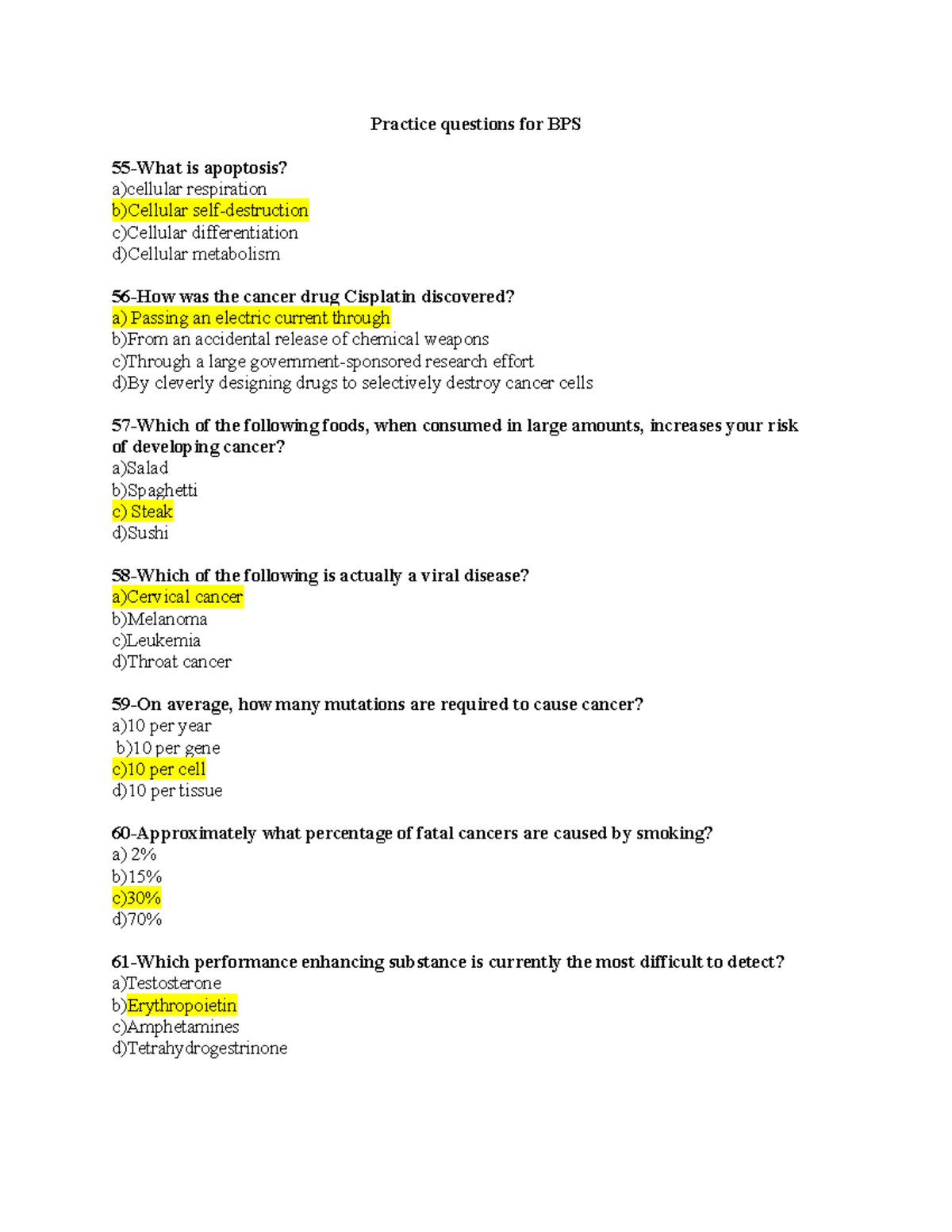 Practice questions for BPS - Practice questions for BPS 55-What is ...