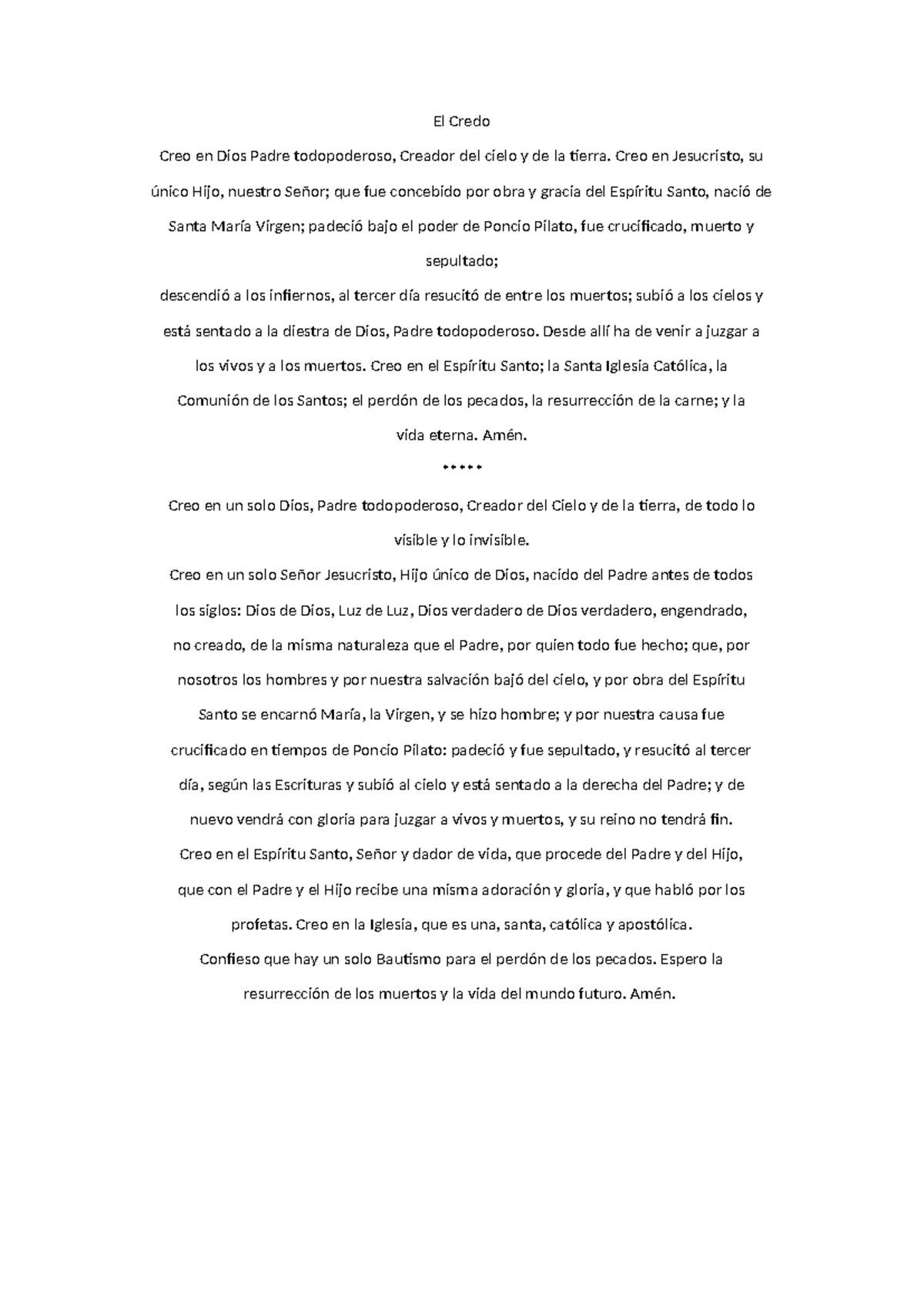 El Credo - religioso - El Credo Creo en Dios Padre todopoderoso ...
