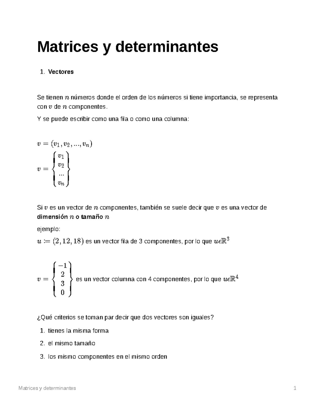 Matrices y determinantes - Y se puede escribir como una fila o como una ...