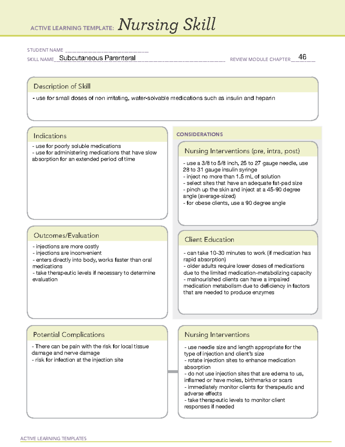 Nursing Skill ATI - ACTIVE LEARNING TEMPLATES Nursing Skill STUDENT ...