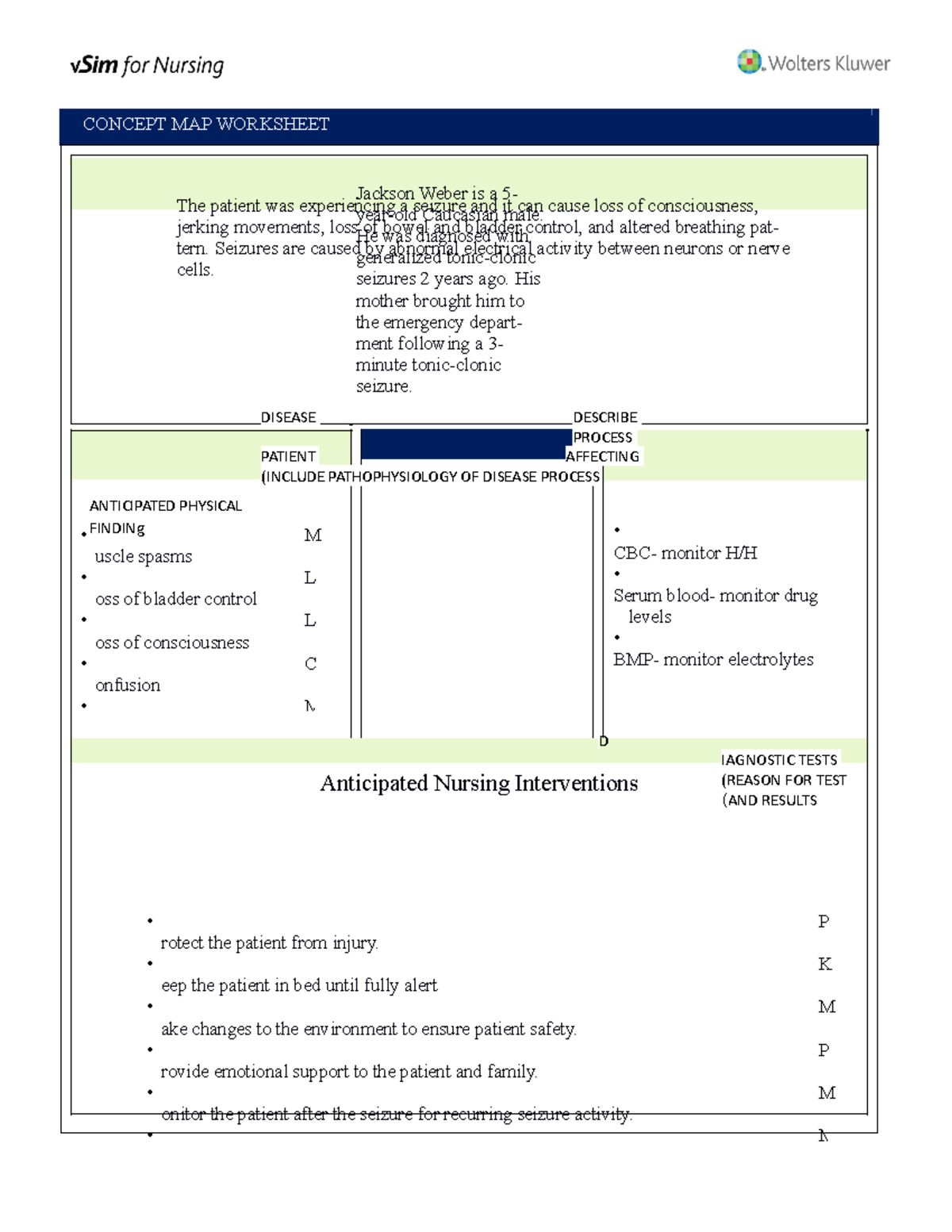 Jackson weber clinical worksheet 2 - CONCEPT MAP WORKSHEET DISEASE ...