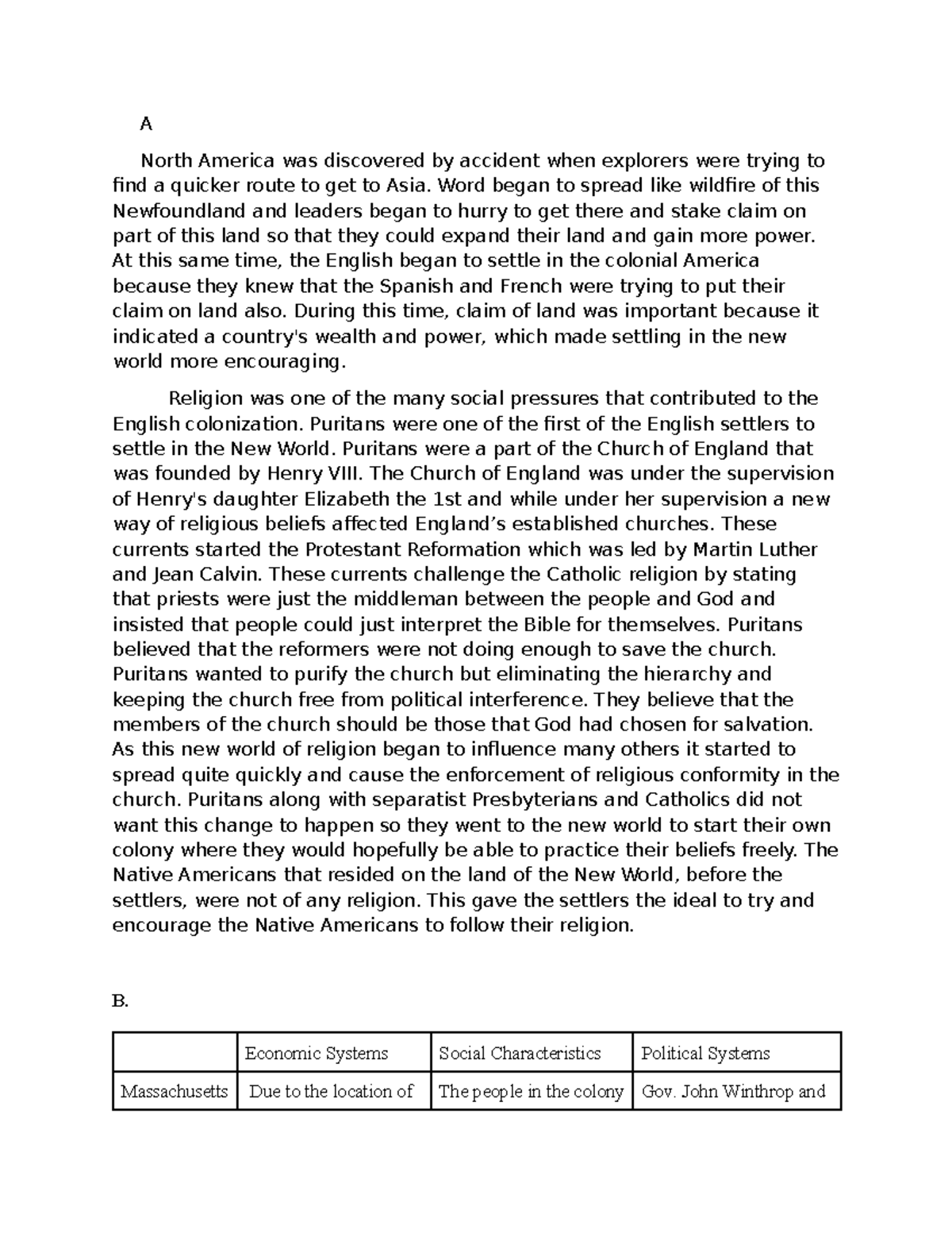 Us history task 1 - Task 1 - A North America was discovered by accident ...