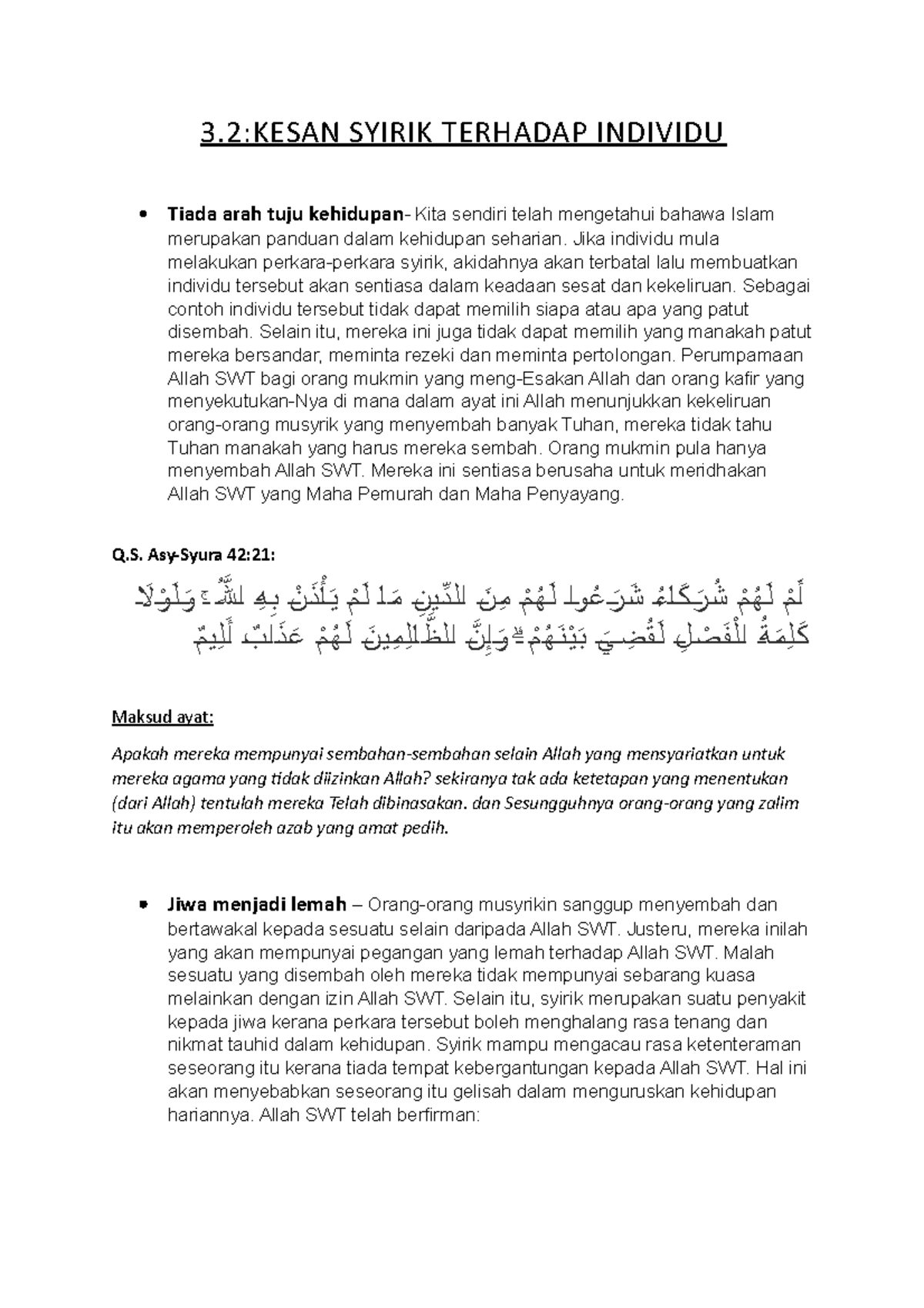 Kesan Syirik Kepada Individu, Masyarakat dan Negara - 3:KESAN SYIRIK ...