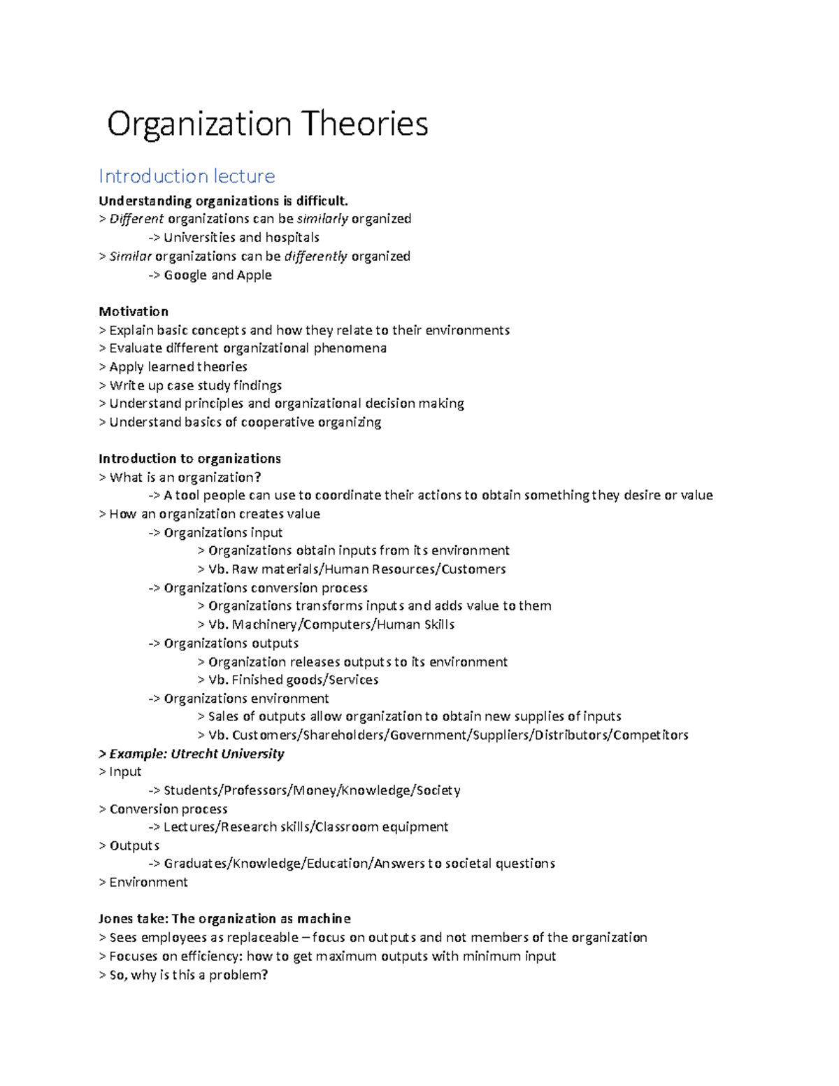 Organisation Theories Lectures - Organization Theories Introduction ...