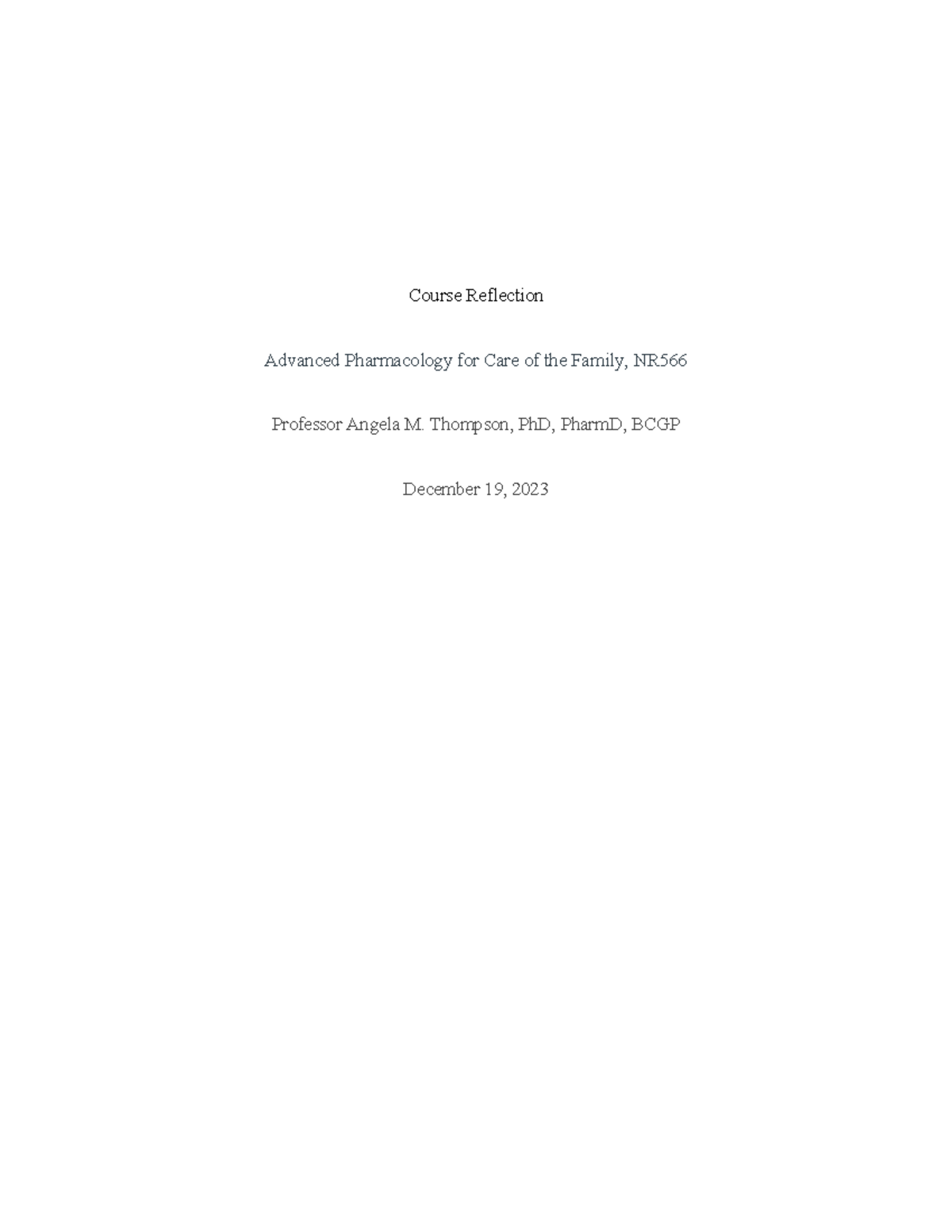 Course Reflection - final eval - Course Reflection Advanced ...