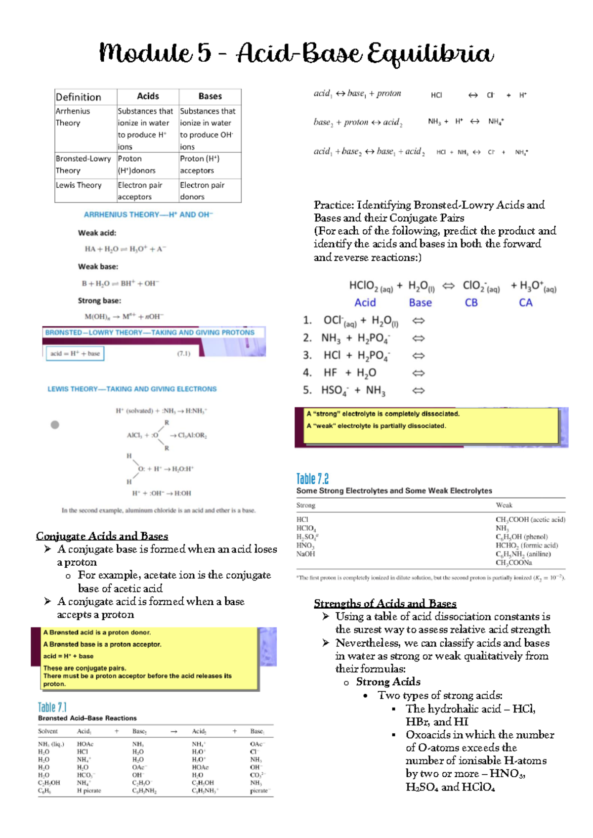Module 5 - Acid-Base Equilibria - Module 5 - Acid-Base Equilibria ...