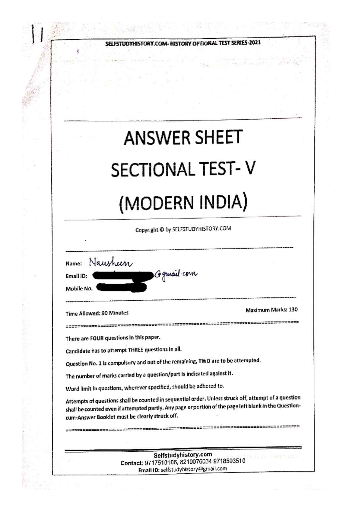 Answer writing for history optional paper by Nausheen topper of UPSC ...