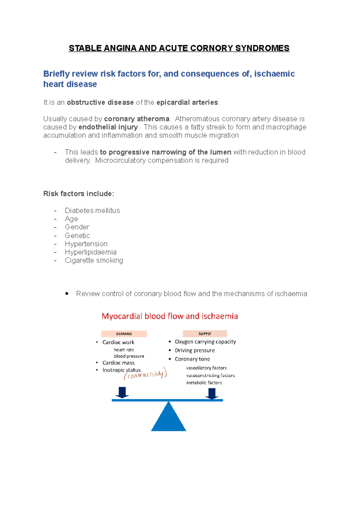 Stable angina and acute coronory syndromes - STABLE ANGINA AND ACUTE ...