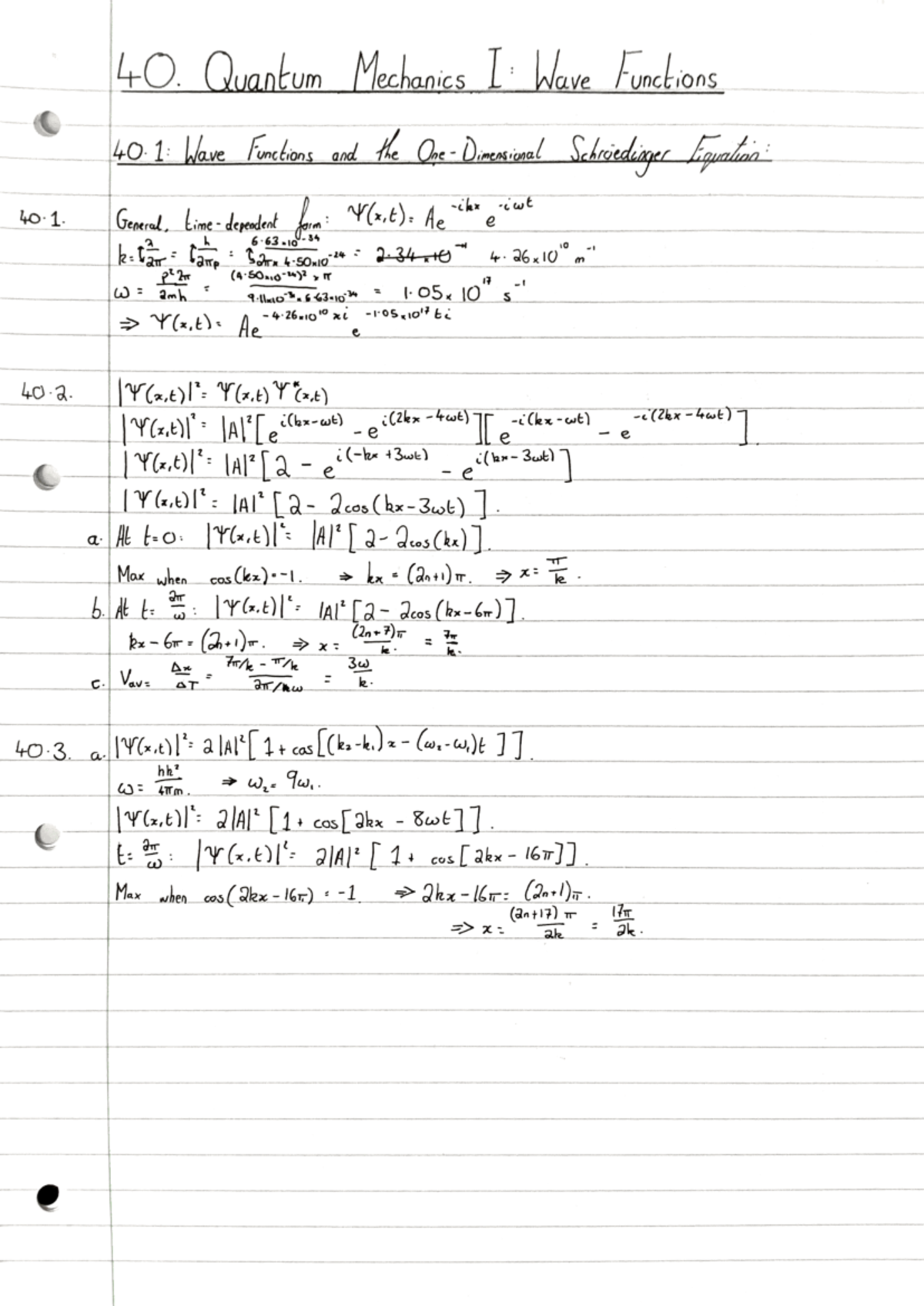 Young and Freedman Chapter 40 Exercises - Quantum Mechanics I ...