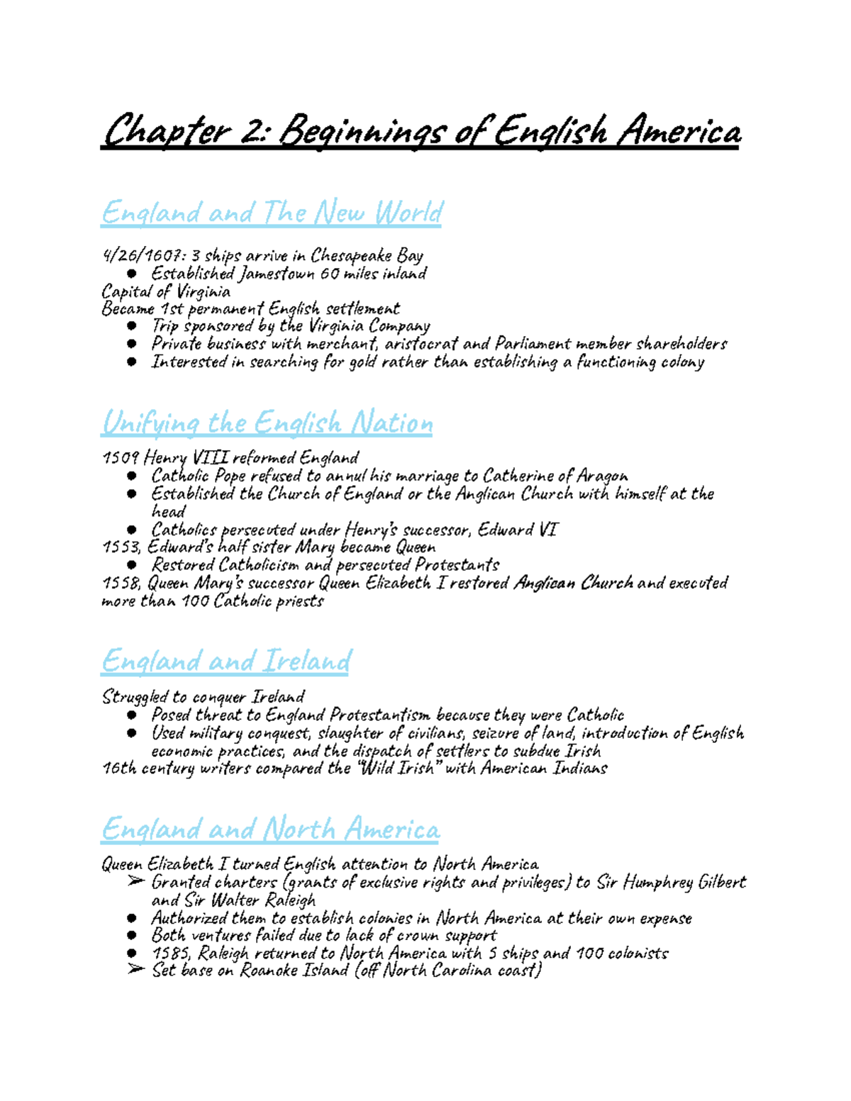 Chapter 2 Beginnings of English America - Char 2: Begn of Enis Ame Enan ...