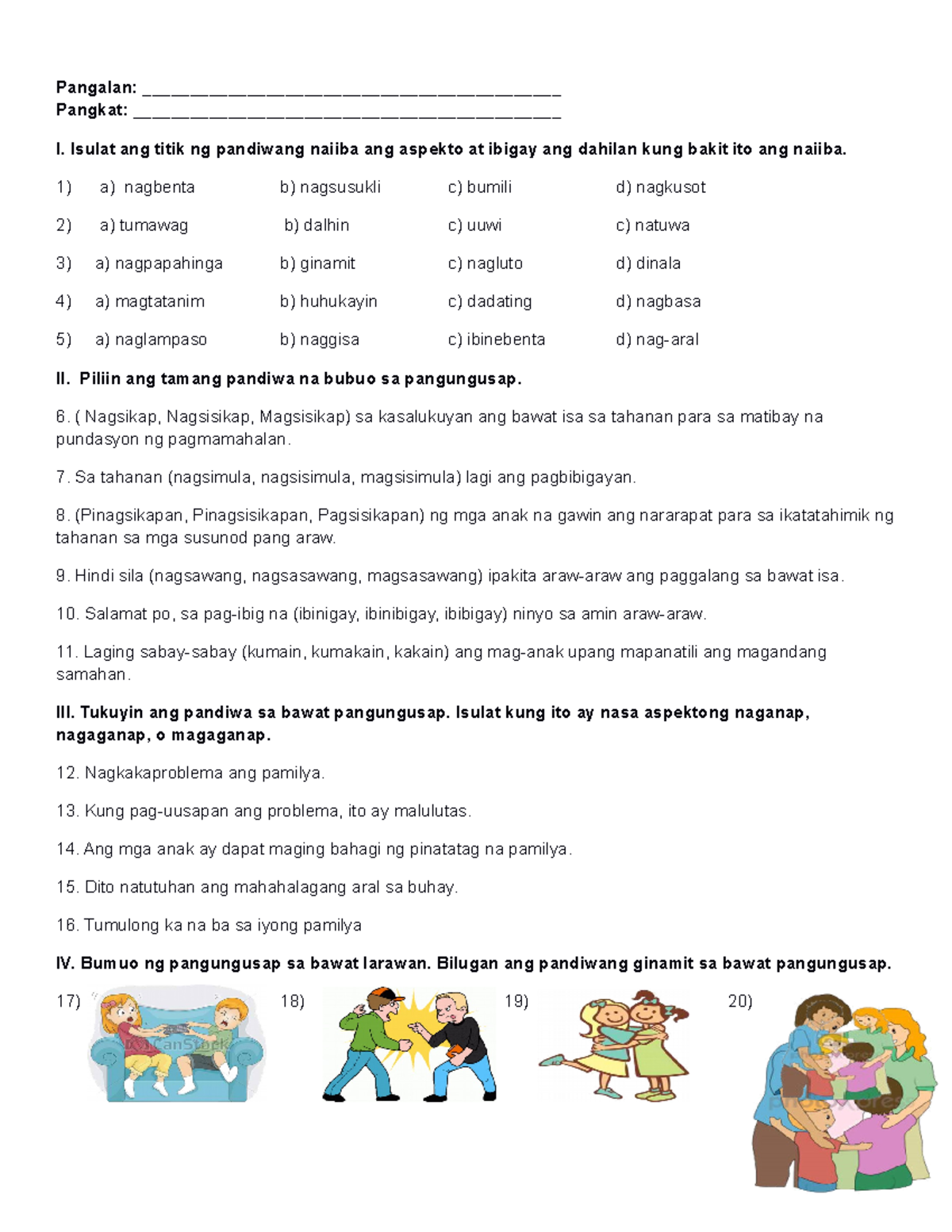 FIL5 1Q Pandiwa - module - Pangalan ...