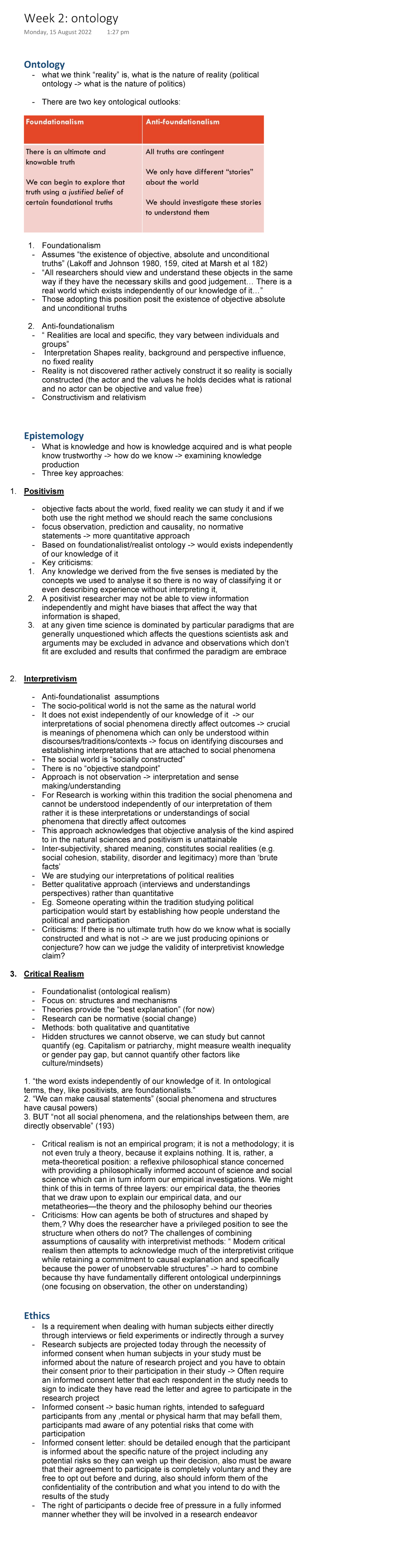 Week 2 ontology - Ontology what we think “reality” is, what is the ...