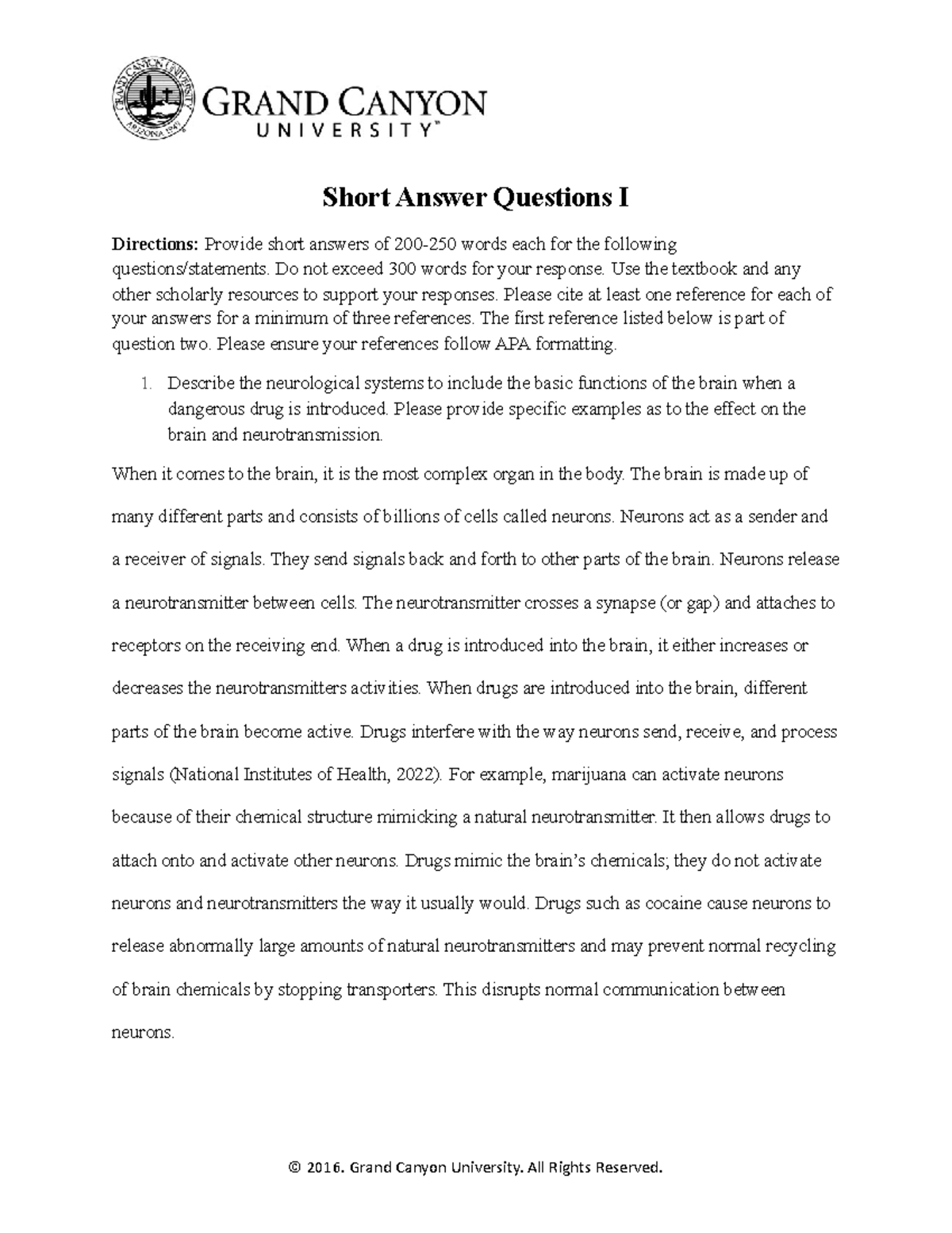 PCN150.T2 Short Answer 1 - Short Answer Questions I Directions: Provide ...