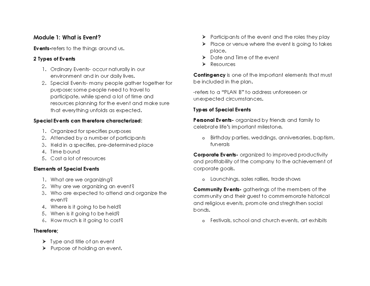 Event Management Module 1 What Is Event Events refers To The Things