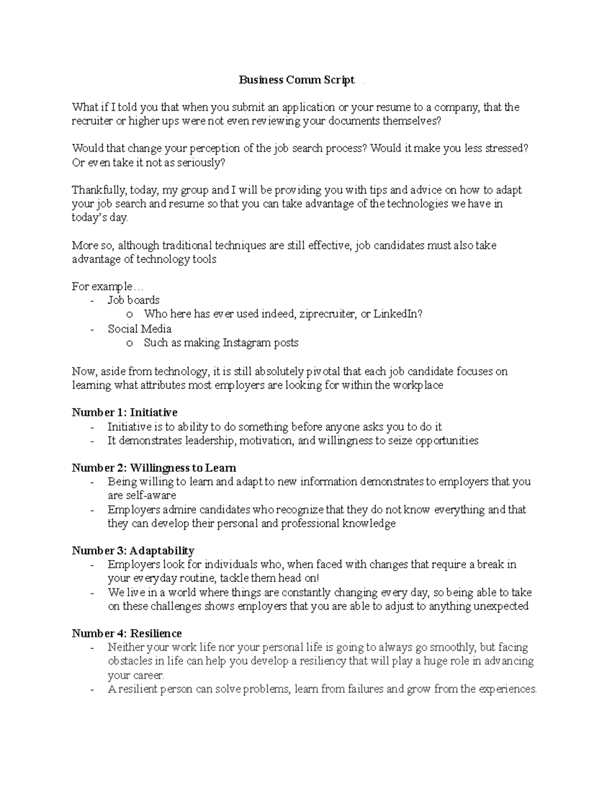 Business Comm Script - Business Comm Script What if I told you that ...