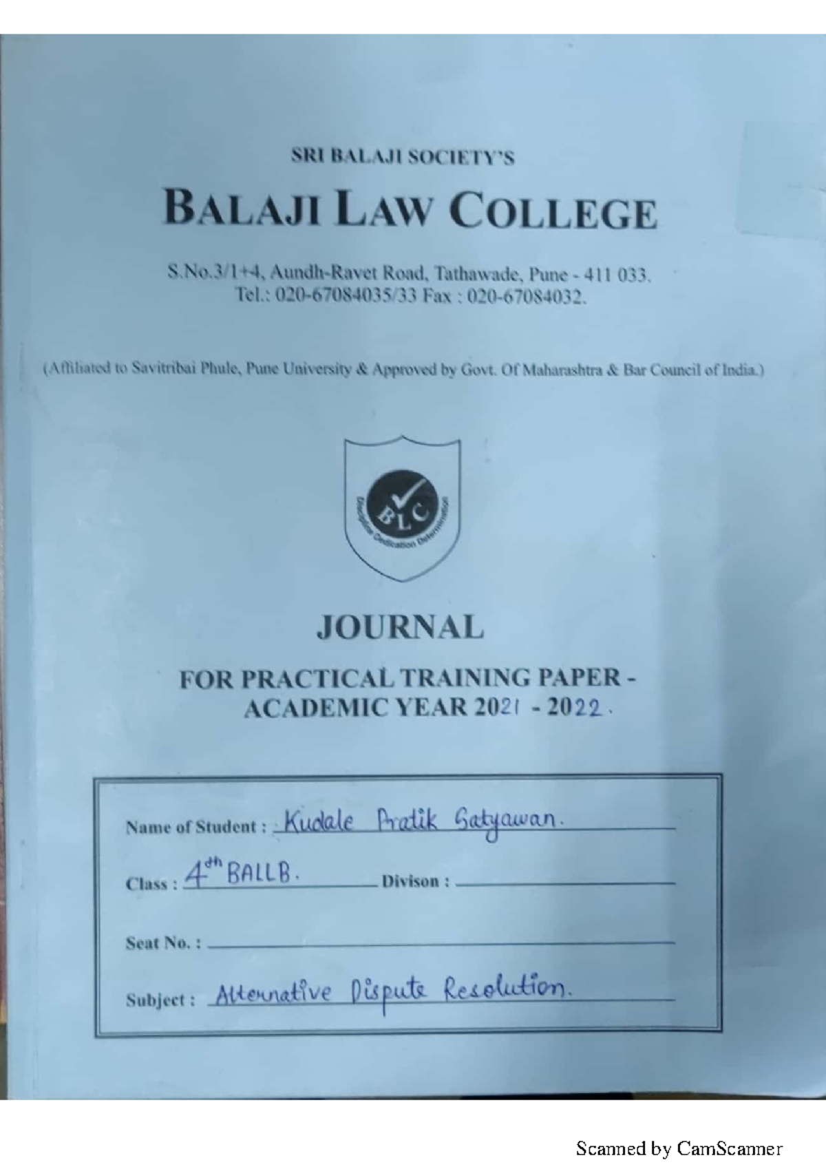 ADR Journal - BA-llb - Studocu